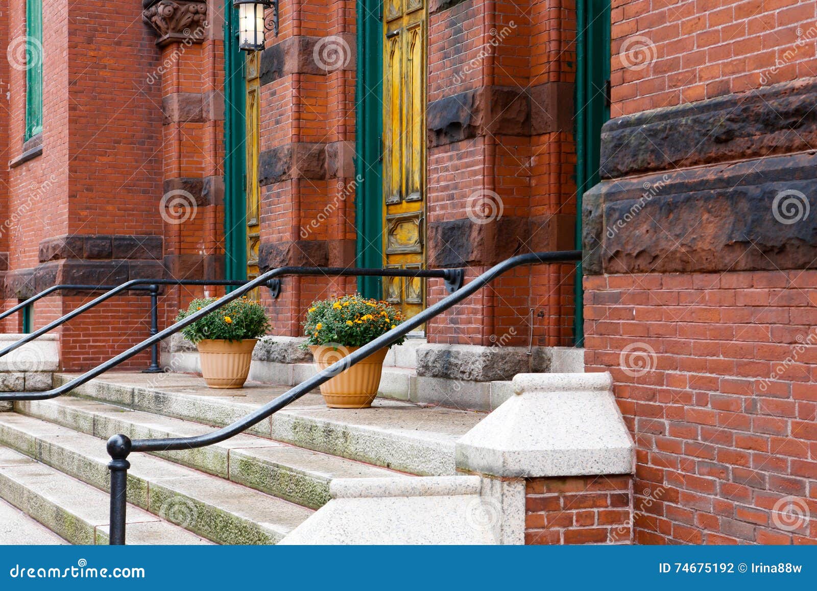 Medieval Architecrure with Red Brick and Concrete Stairs Stock Photo ...