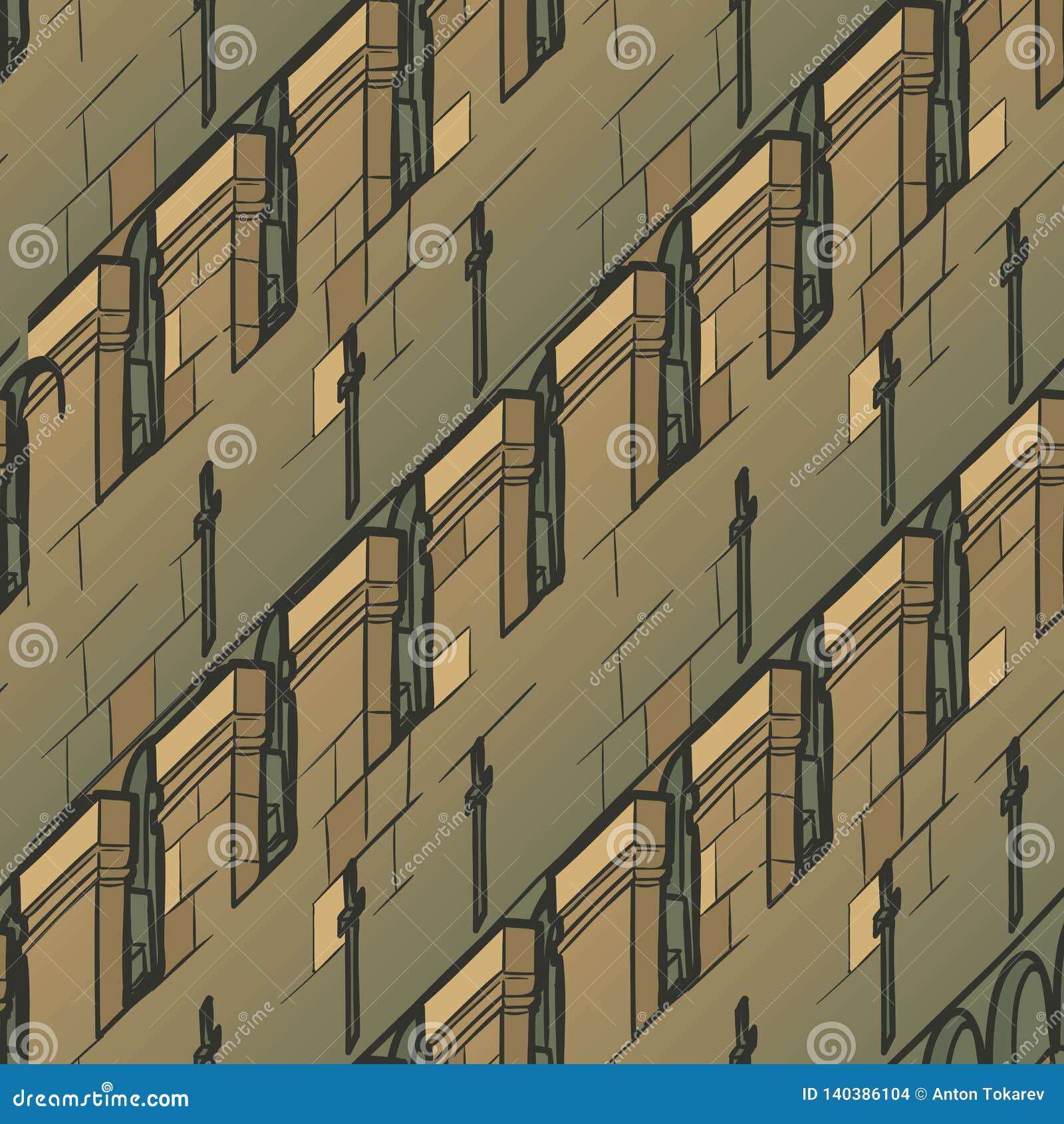 Medieval Architectual Elements Seamless Pattern In A Style Of A ...