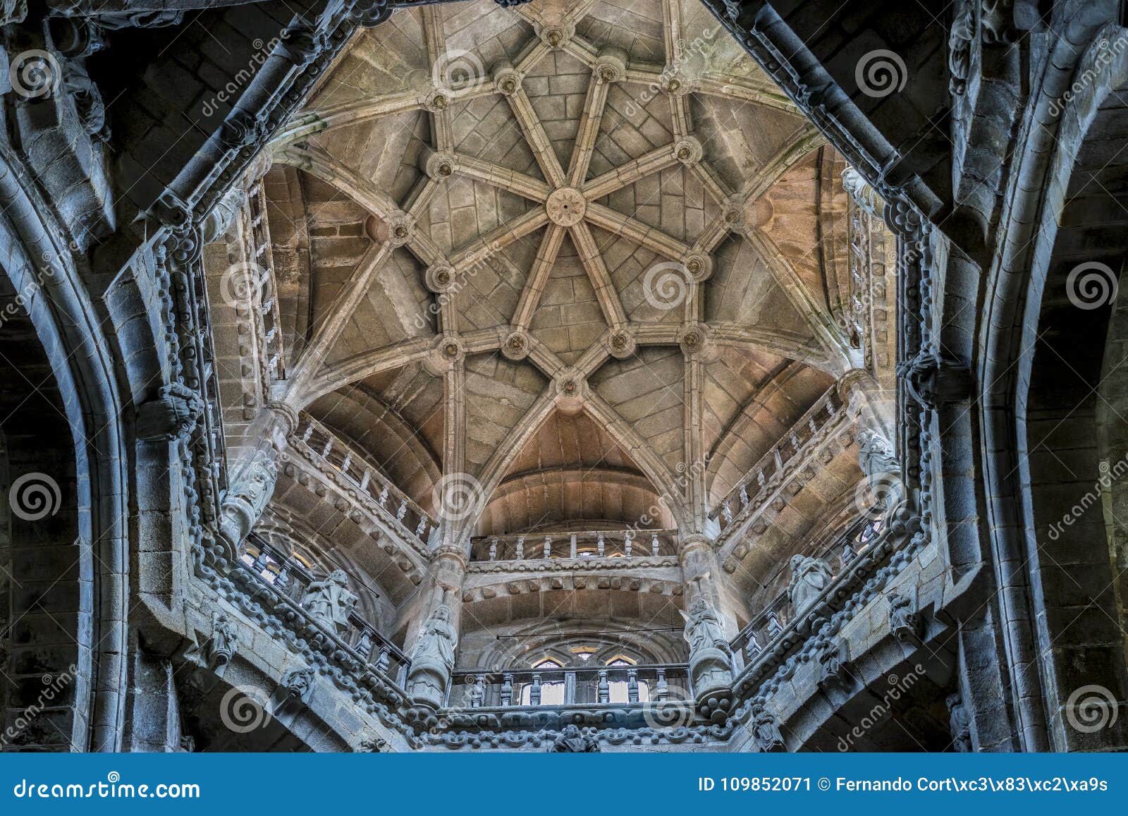 Medieval Architectural Arches Inside the Cathedral of Ourense in Stock ...