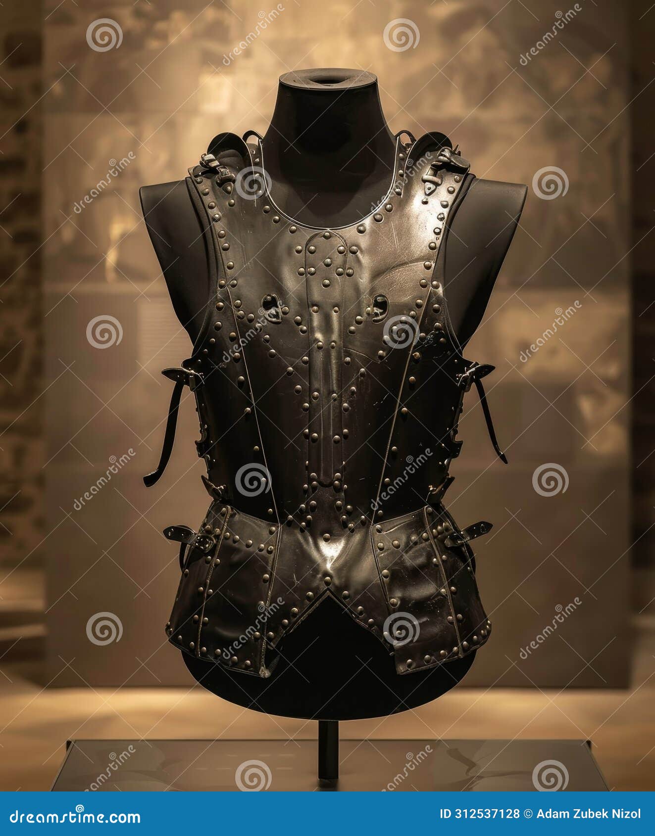 Medieval Armor on Display in a Museum Stock Illustration - Illustration ...