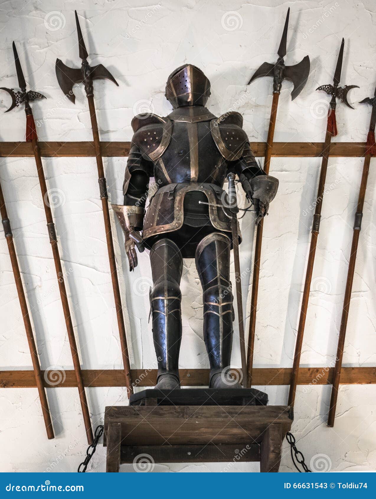 Medieval Armor Exposed with Metal Halberds. Stock Image - Image of ...