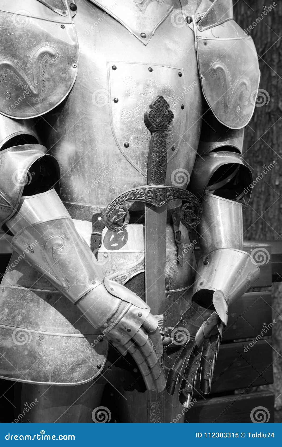 Medieval Armor in Front of a Castle. Stock Image - Image of vintage ...