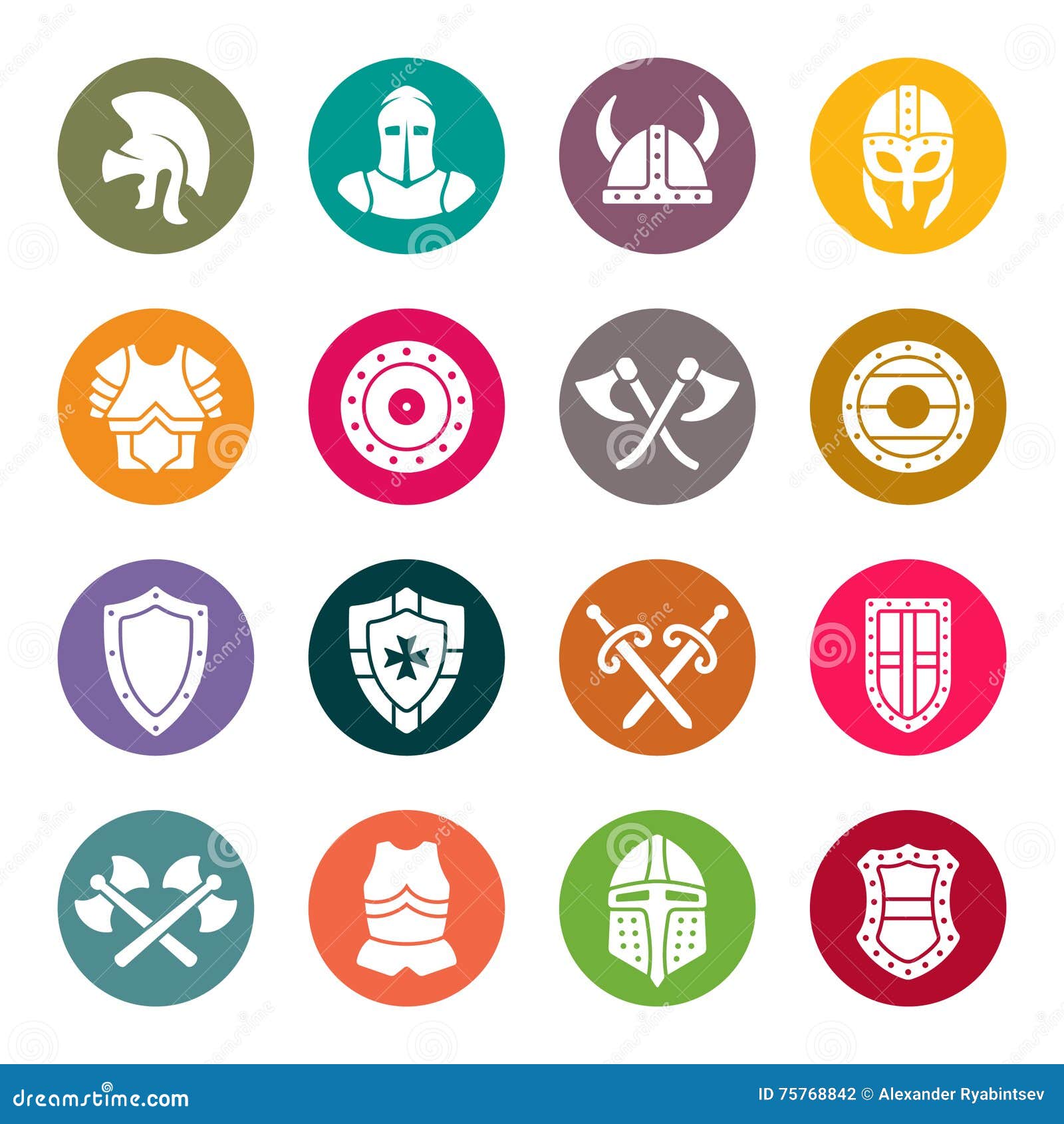 Medieval Armor Icon Set. Vector Illustration Stock Illustration ...