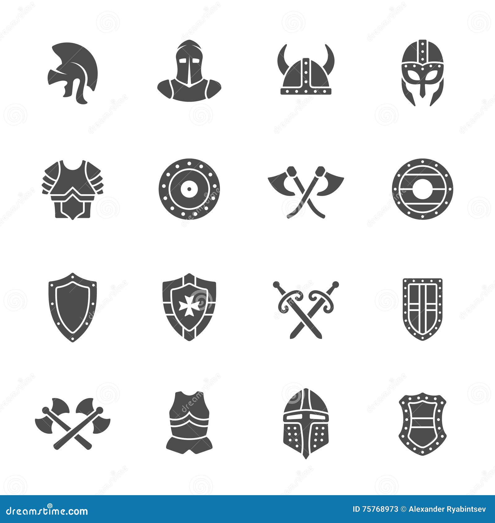 Medieval Armor Icon Set. Vector Illustration Stock Illustration ...