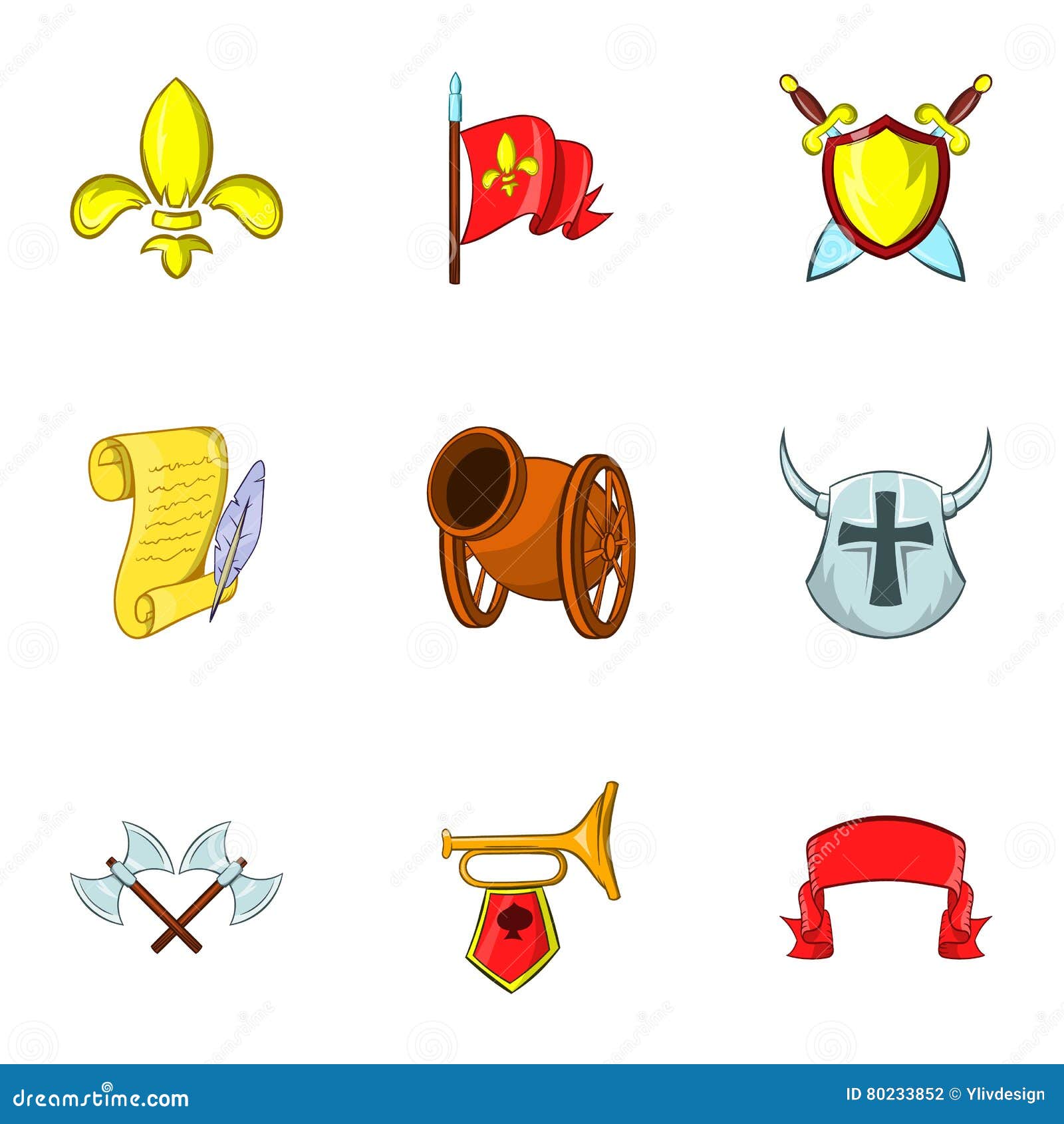 Medieval Armor Icons Set, Cartoon Style Stock Vector - Illustration of ...