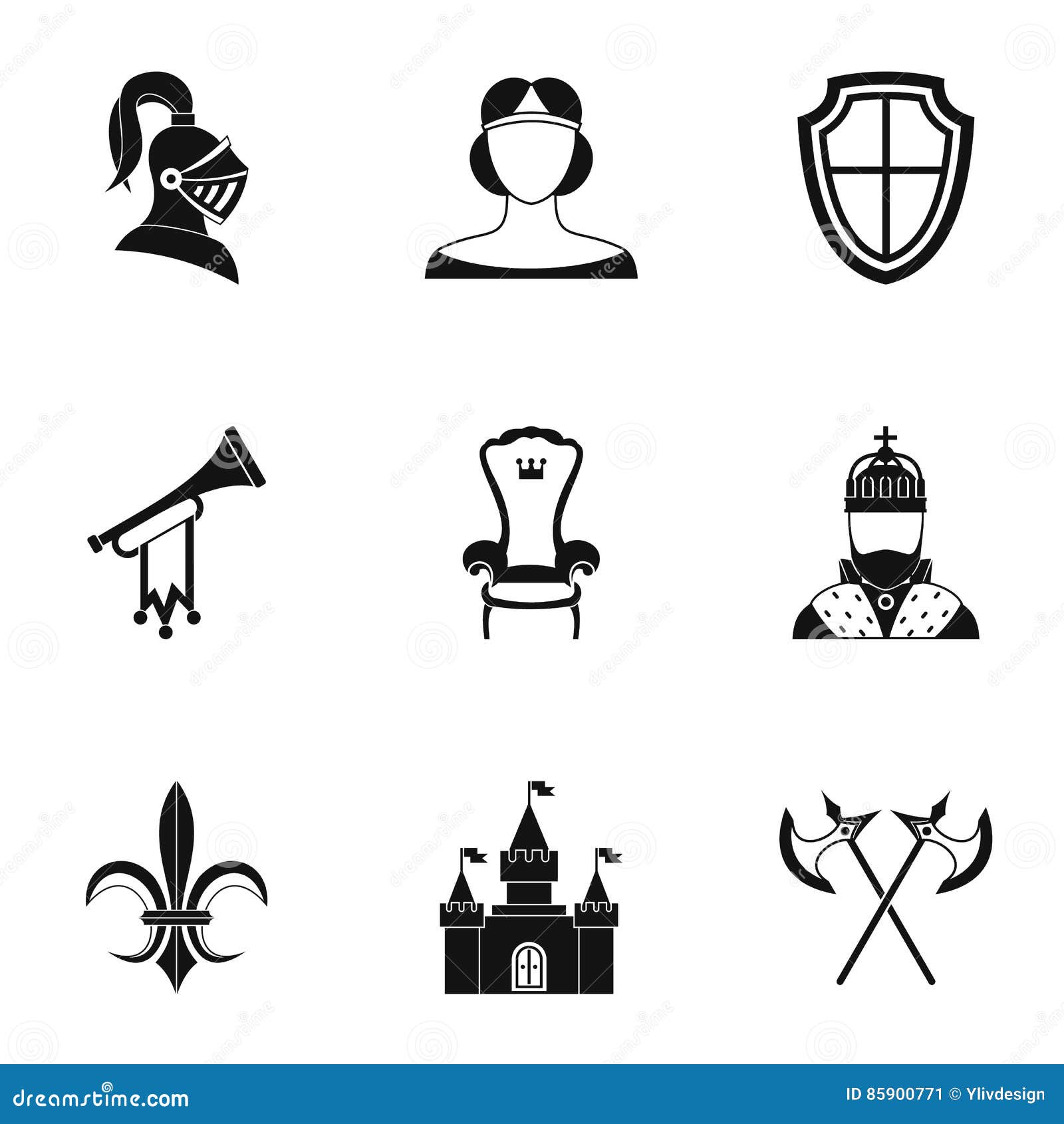 Medieval Armor Icons Set, Simple Style Stock Vector - Illustration of ...
