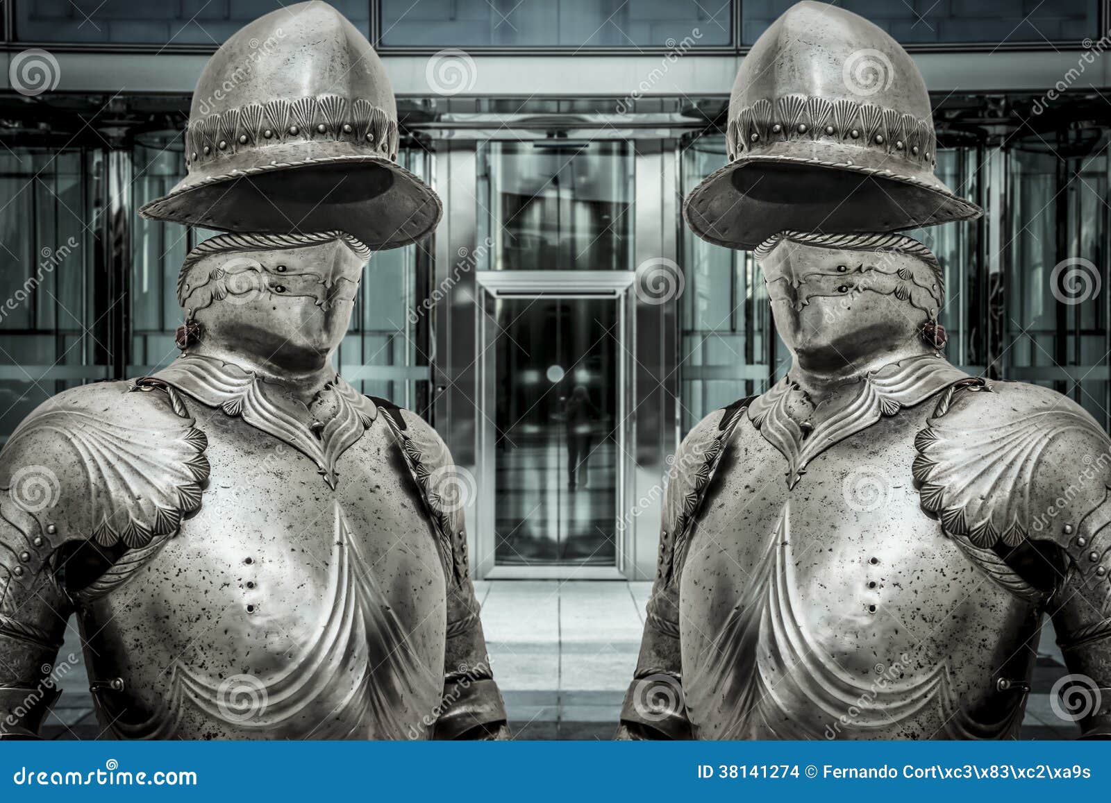 Medieval Armor Protecting a Business Building. Concept of Firewall ...