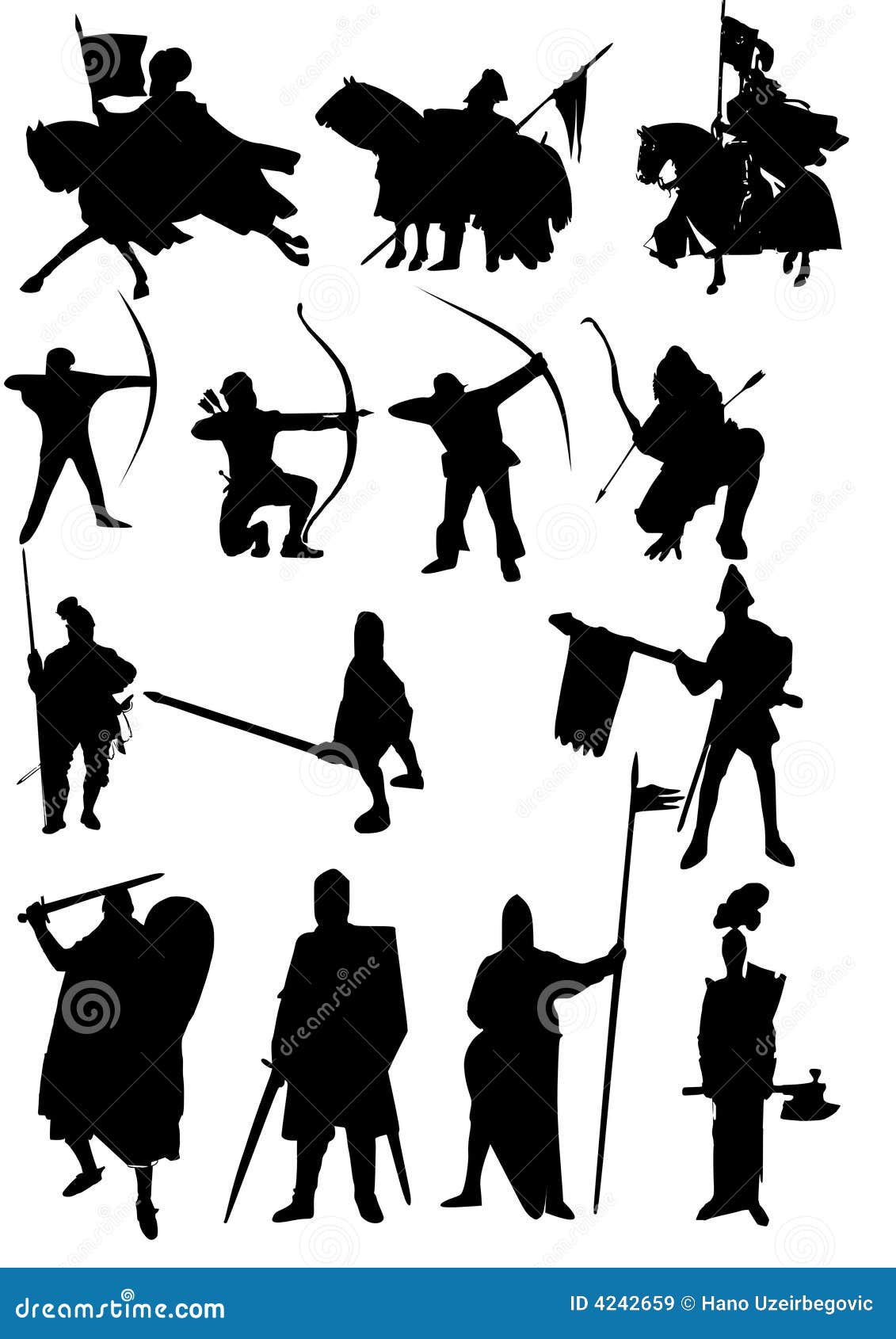 Medieval army stock vector. Illustration of weapons, crusaders - 4242659