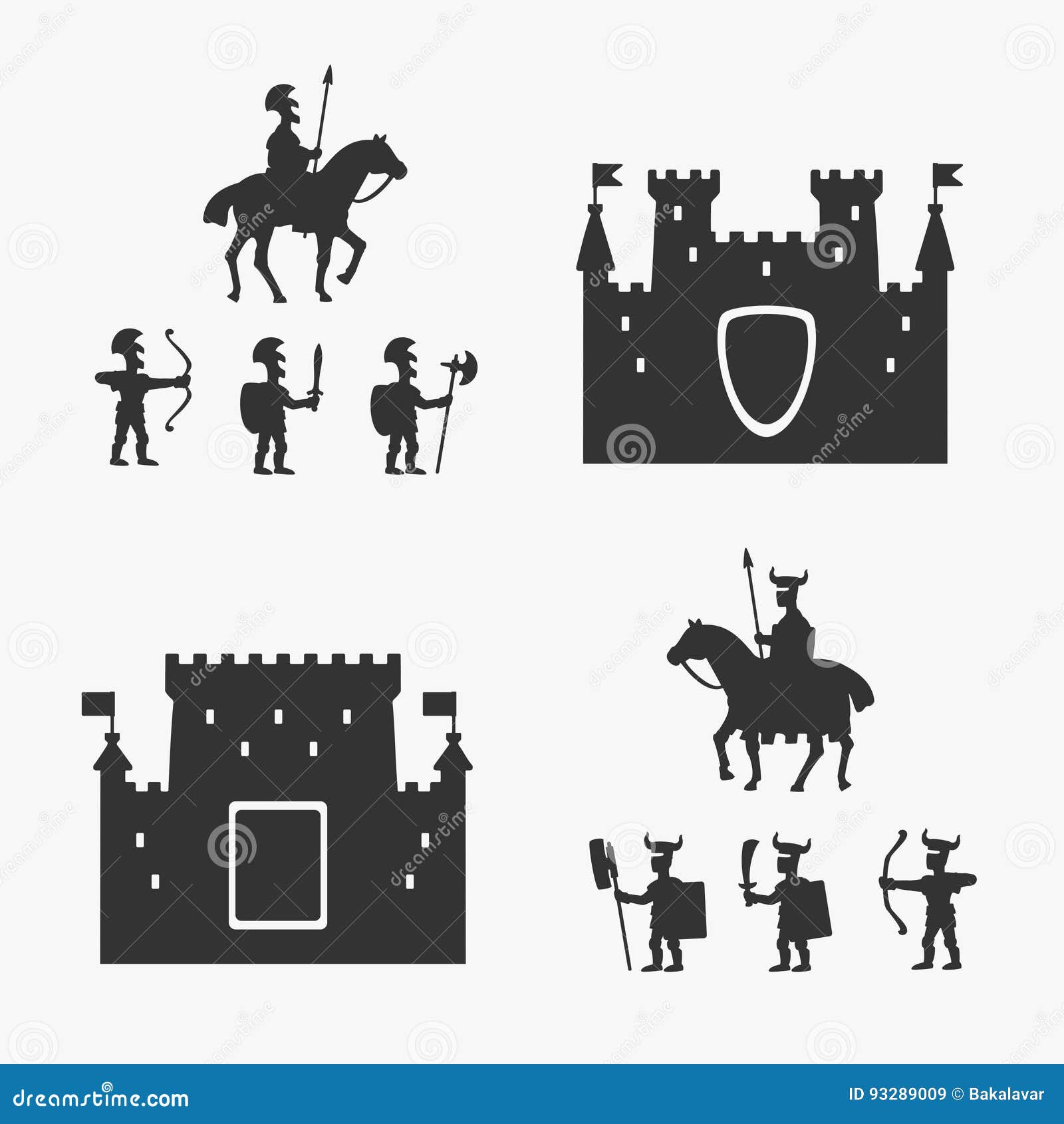 Medieval Army and Ancient Castles Stock Illustration - Illustration of ...