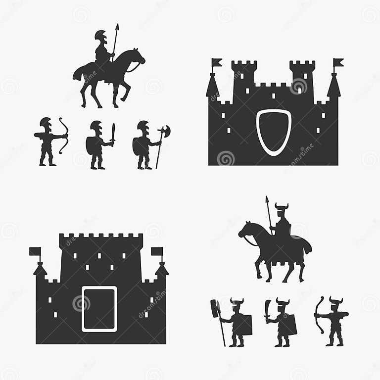 Medieval Army and Ancient Castles Stock Illustration - Illustration of ...
