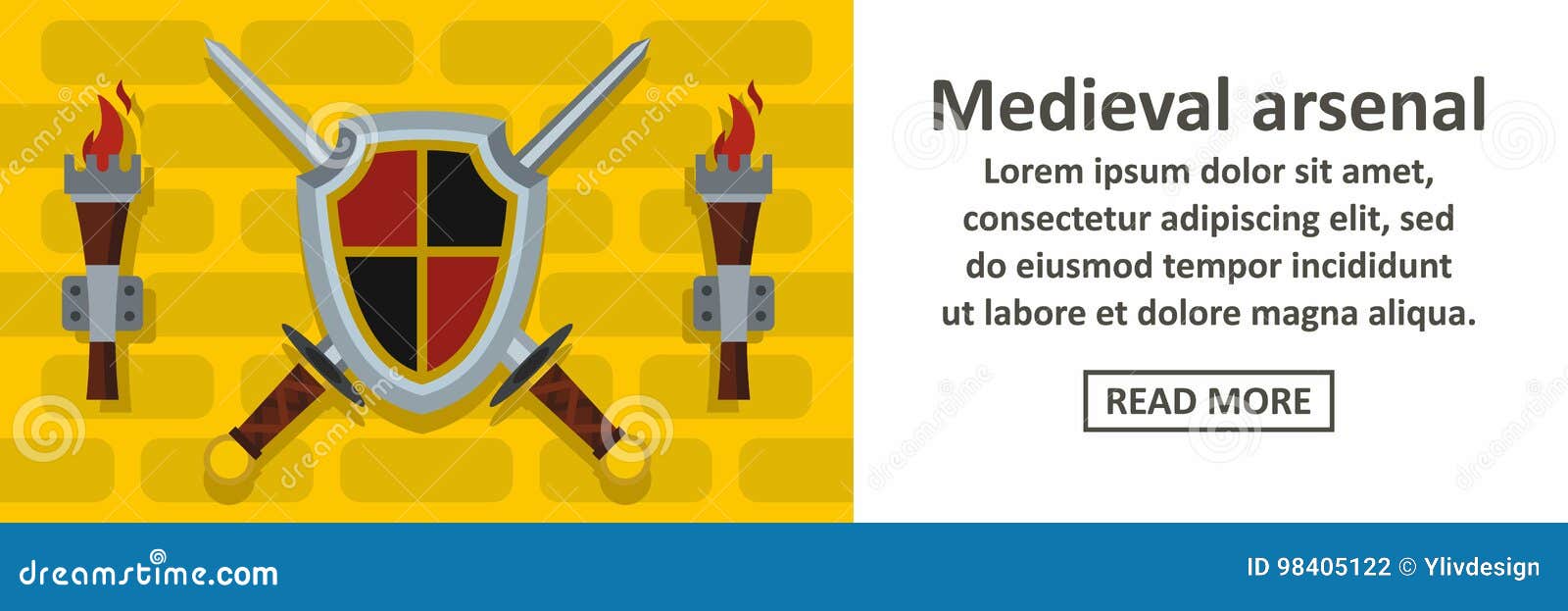 Medieval Arsenal Banner Horizontal Concept Stock Vector - Illustration ...