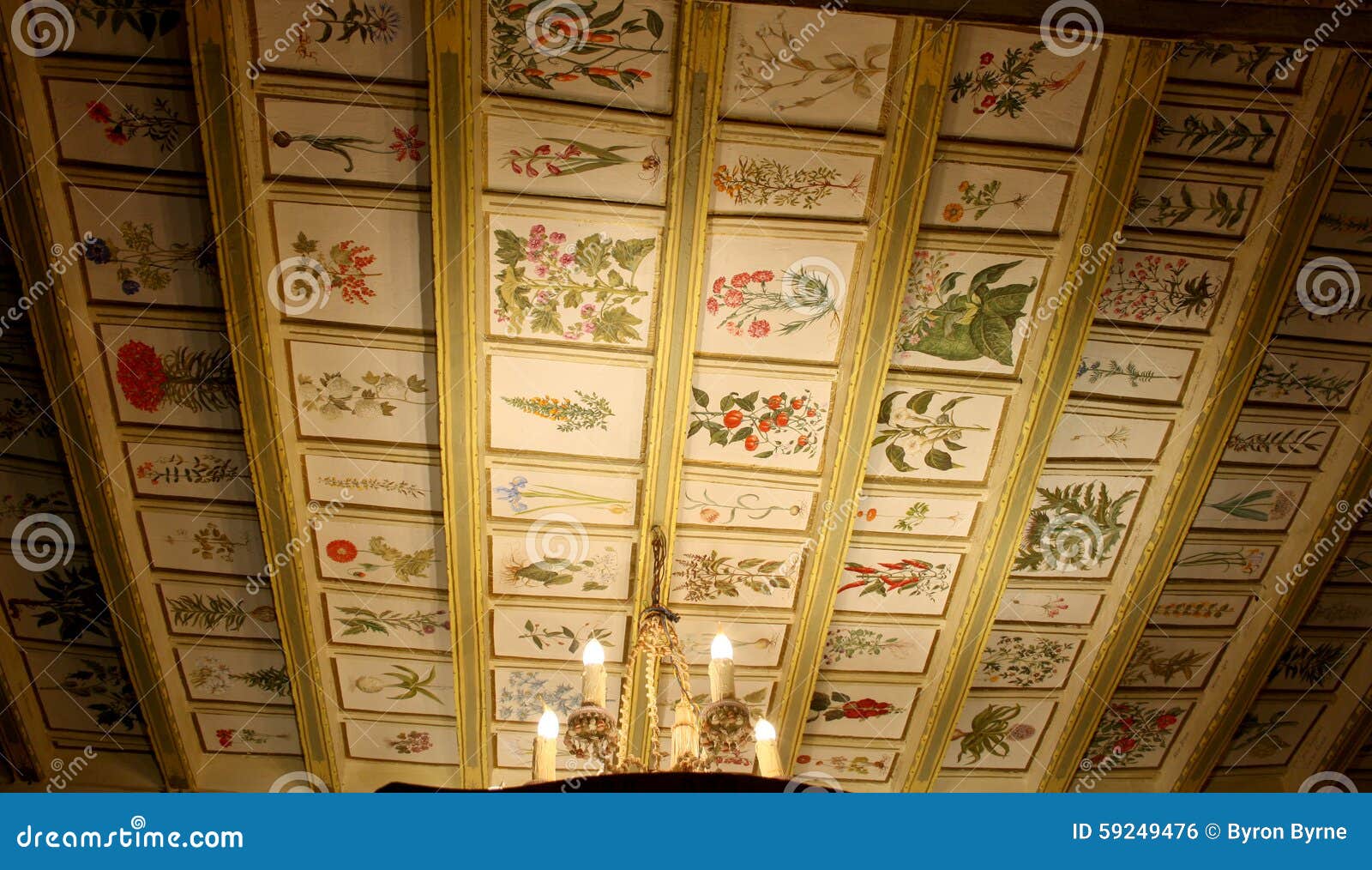 Medieval Artwork on a Ceiling Lit by Candlelight Stock Photo - Image of ...