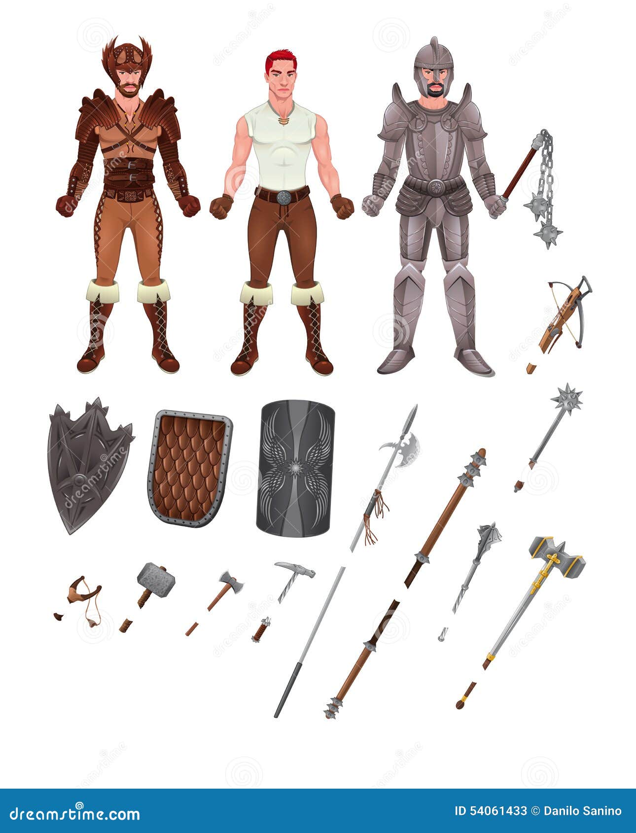 Medieval Avatar with Armors and Weapons Stock Illustration ...