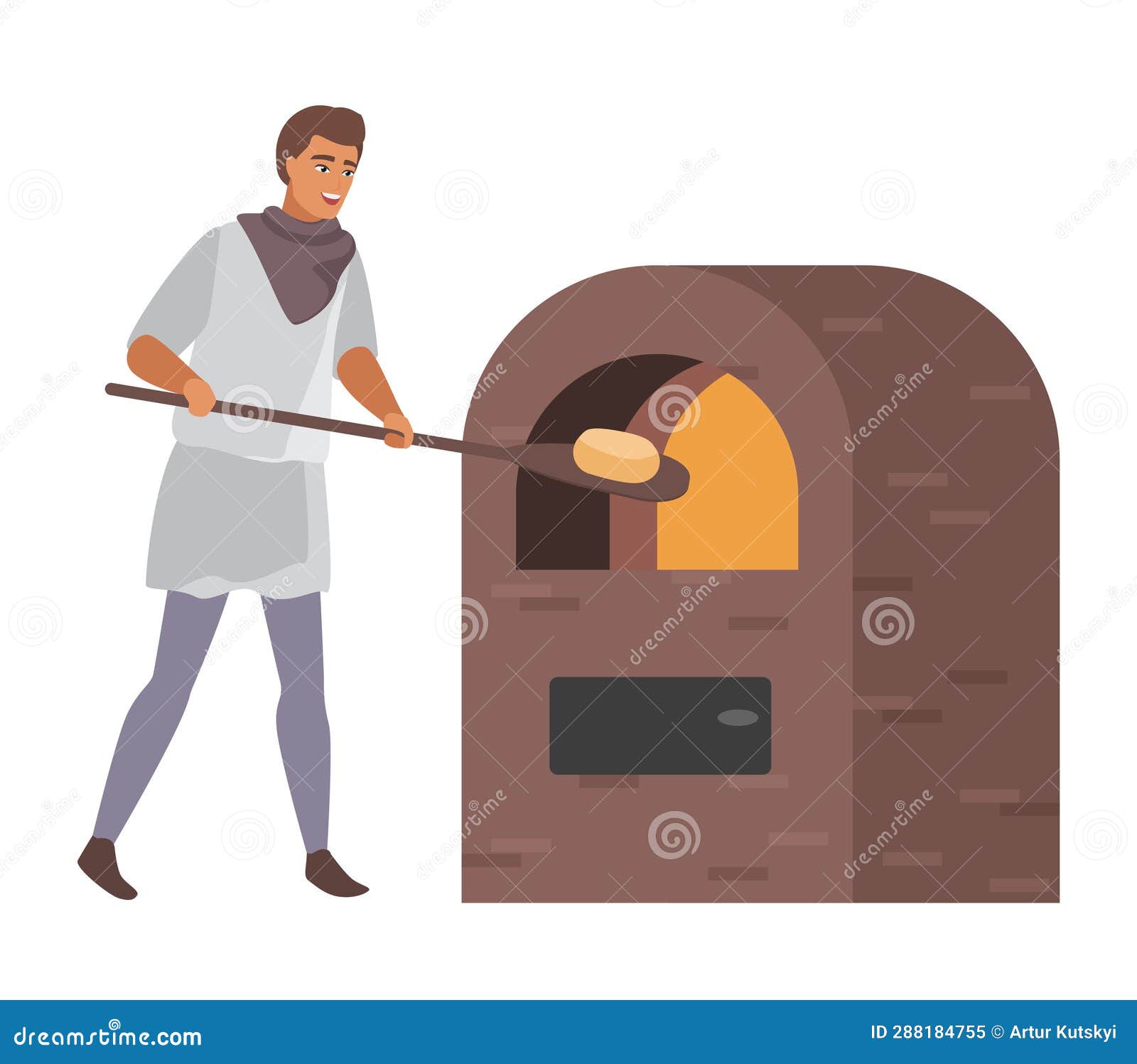 Medieval baker man stock vector. Illustration of middle - 288184755