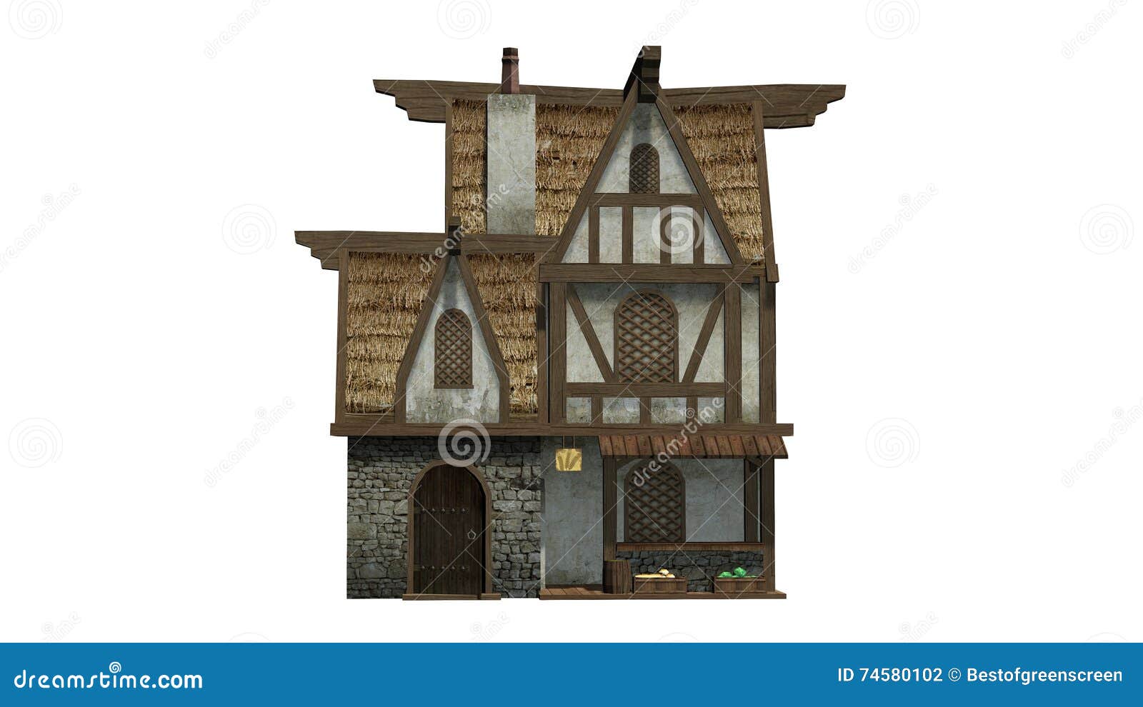 Medieval Bakery Building - Pencil Drawing On White Background Royalty ...