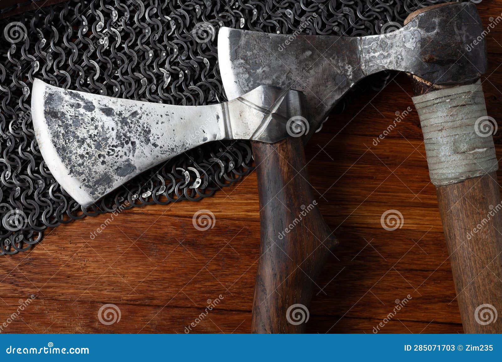 Medieval Battle Axes on Chain Mail Armor Stock Image - Image of battle ...