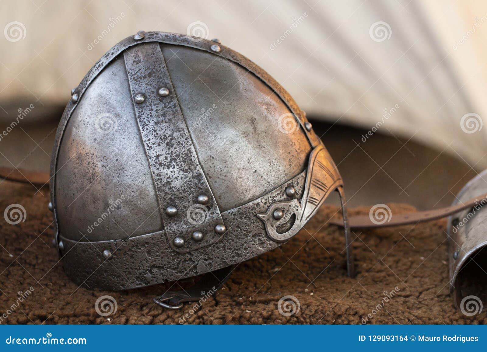 Medieval battle helmet stock photo. Image of armor, antique - 129093164