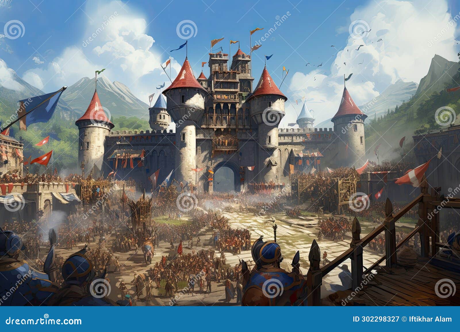 Medieval Cavalry Battle Axe Giving Chase Horseback Royalty-Free Stock ...