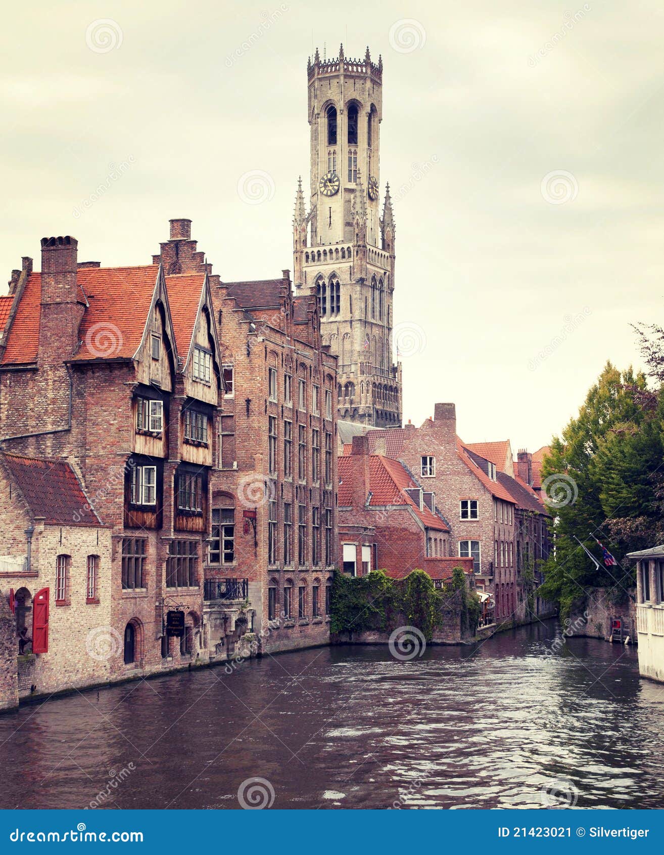 Medieval Belfry of Bruges stock image. Image of gothic - 21423021