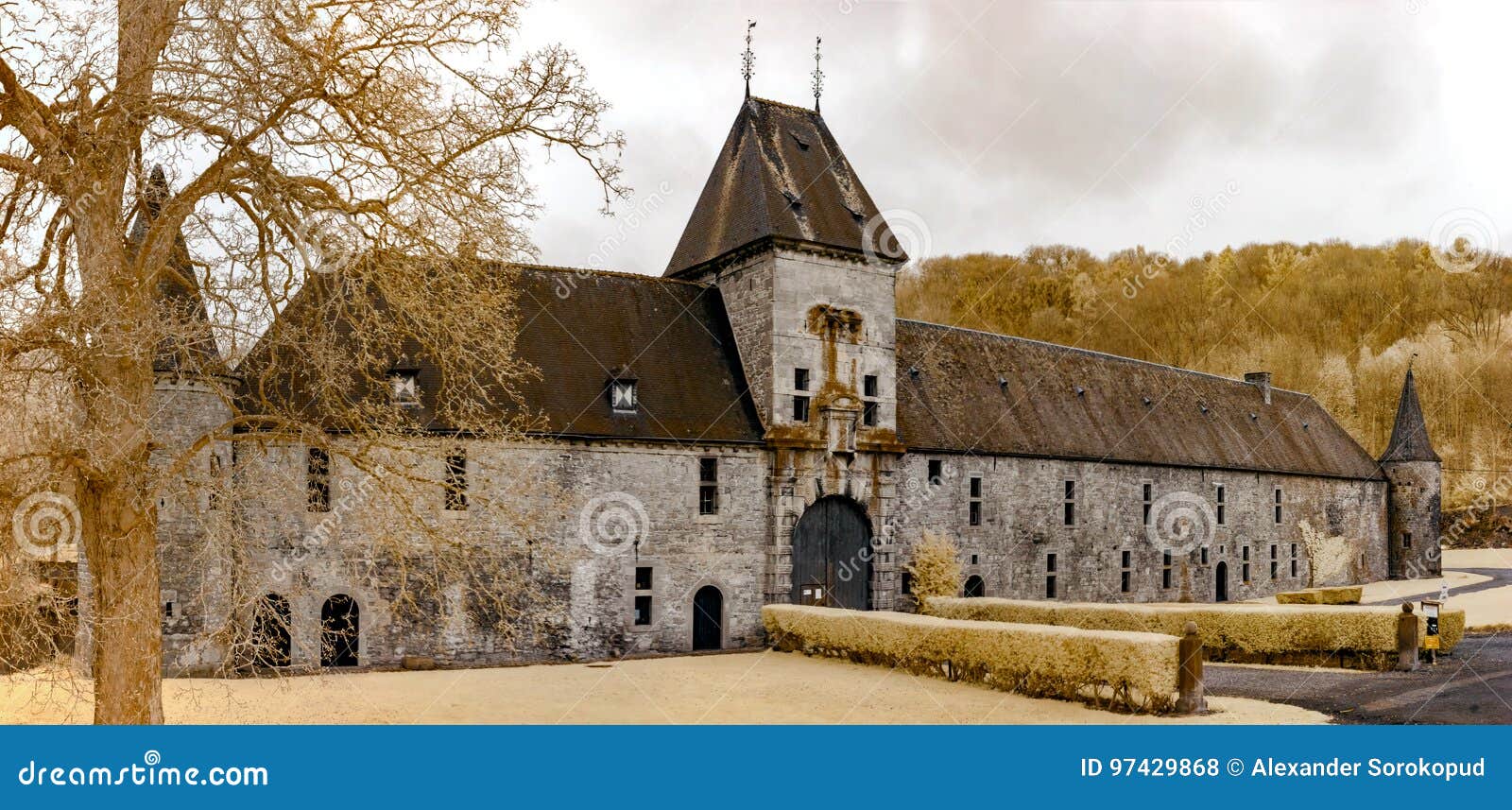 Medieval Belgian Castle in Infrared View, Spontin Stock Photo - Image ...