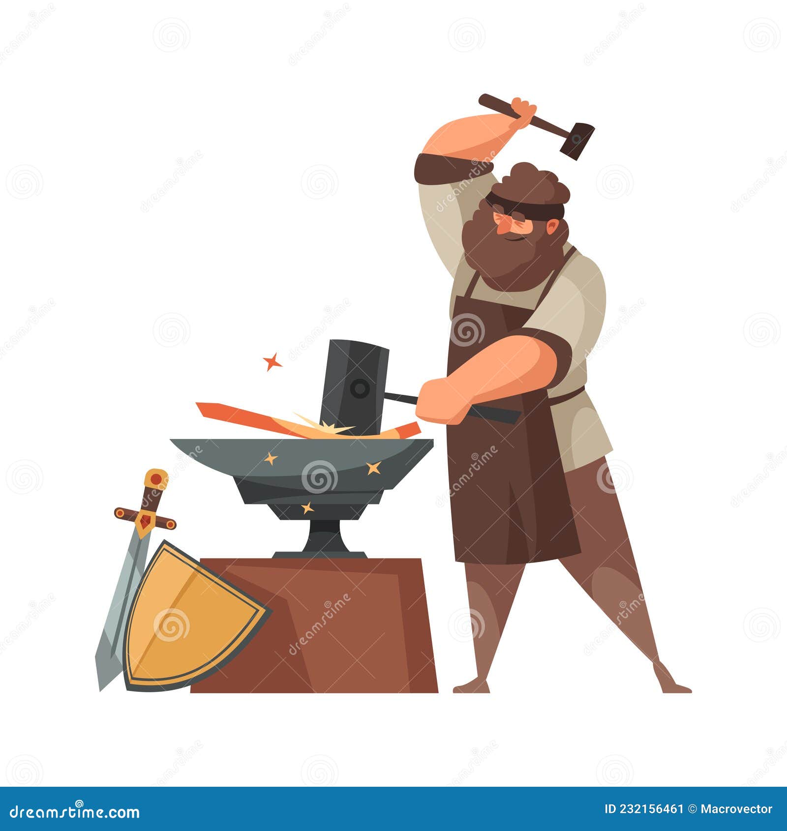 Medieval Blacksmith Cartoon Illustration Stock Vector - Illustration of ...