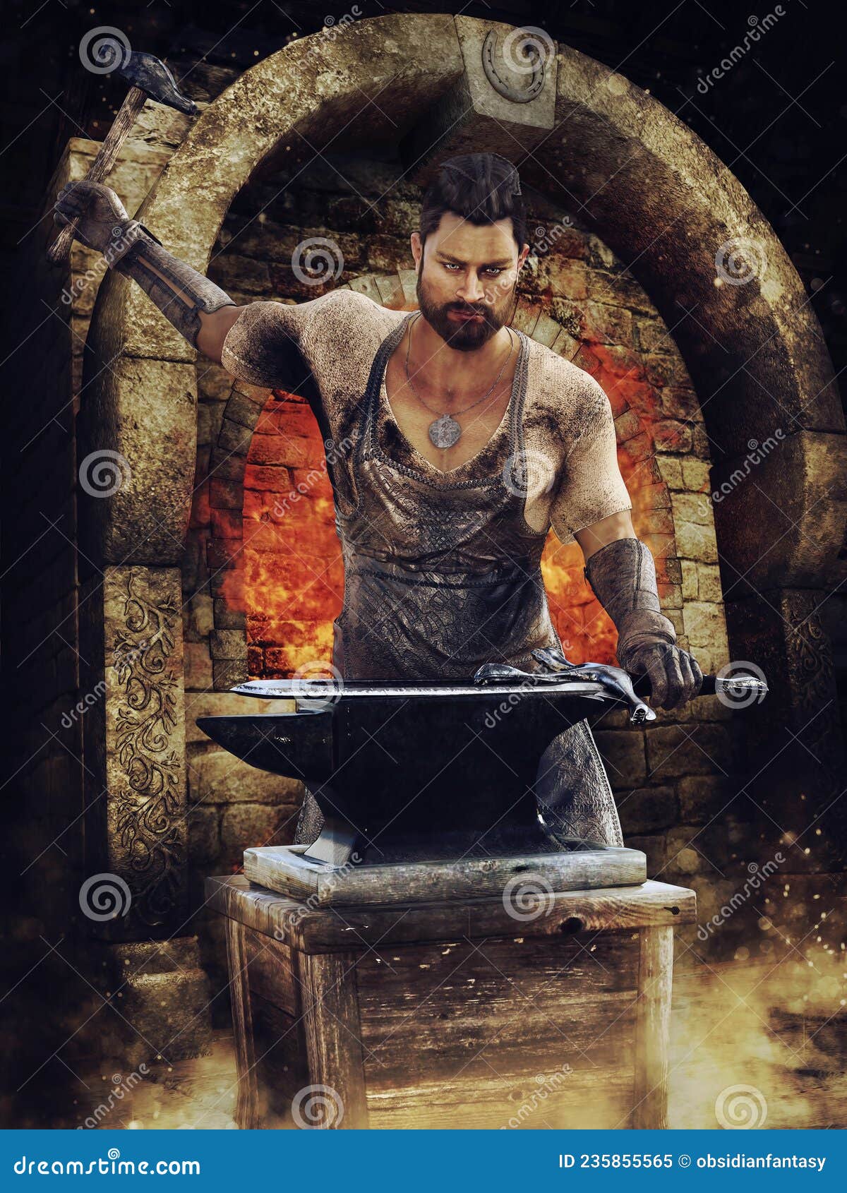 Medieval Blacksmith In His Forge Royalty-Free Stock Photography ...