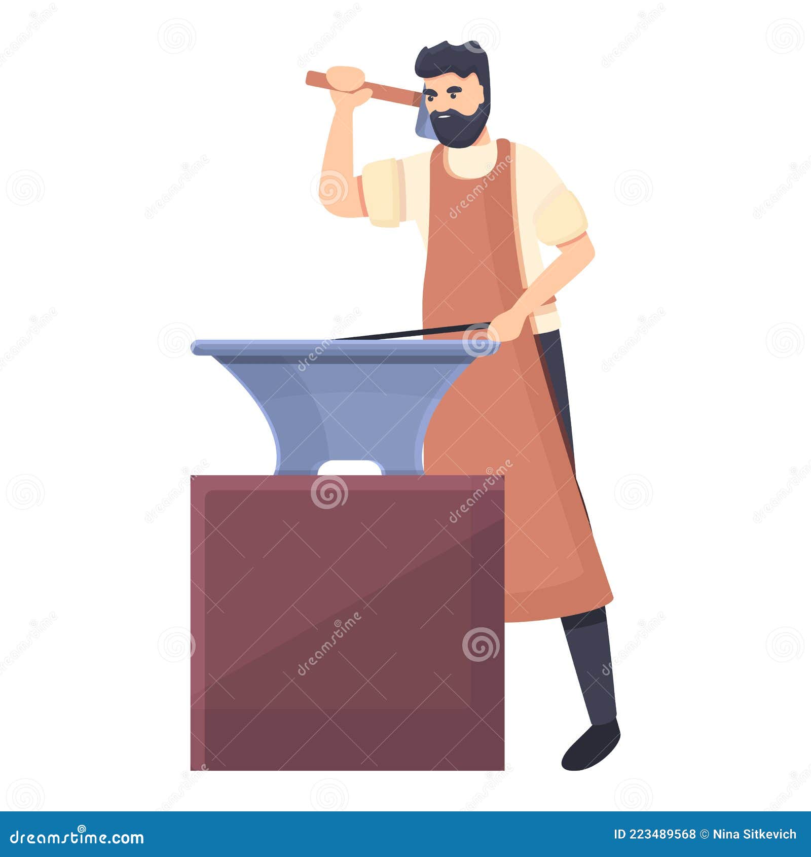 Medieval Blacksmith Icon Cartoon Vector. Middle Anvil Man Stock Vector ...