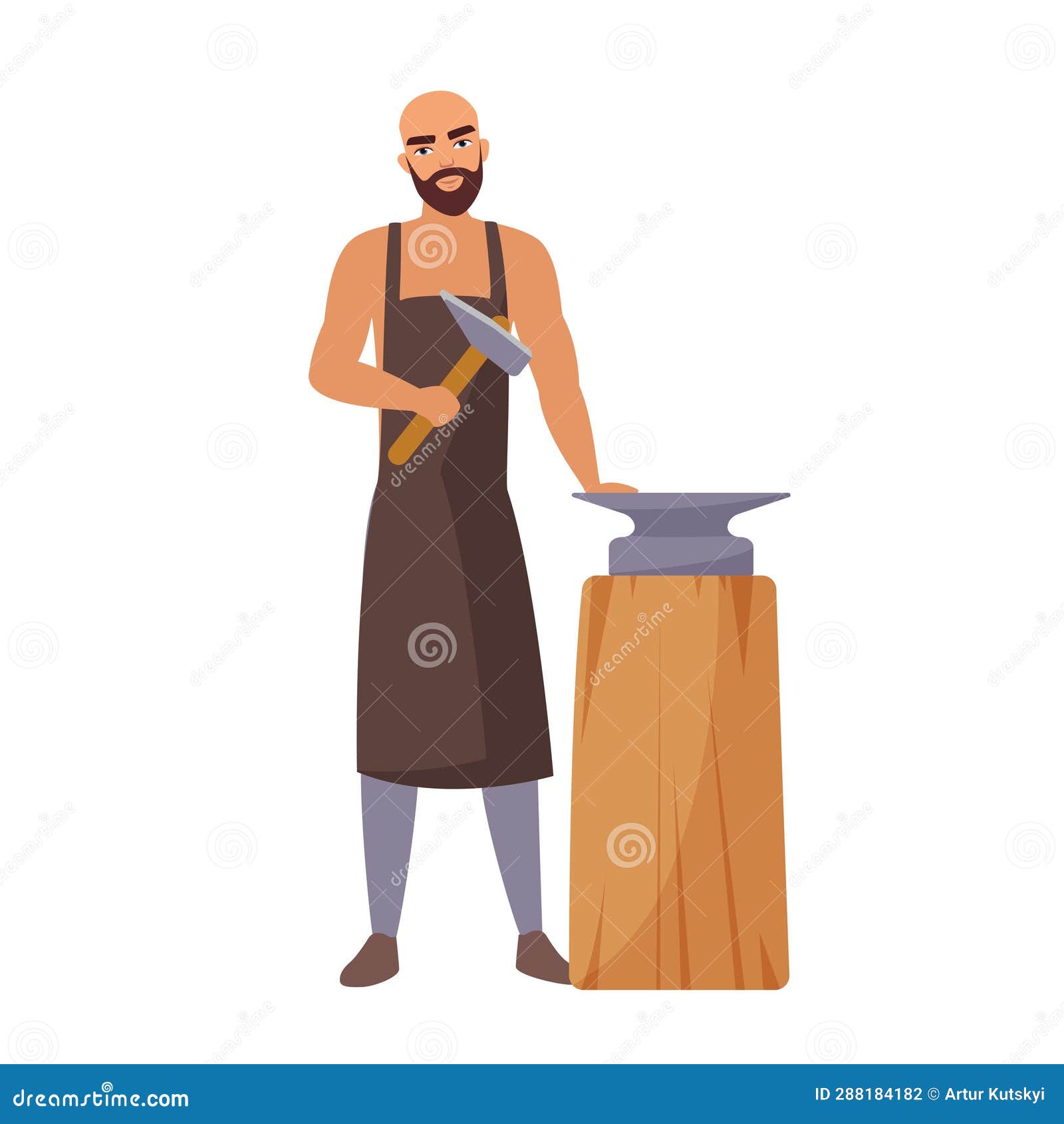 Medieval blacksmith man stock vector. Illustration of instrument ...