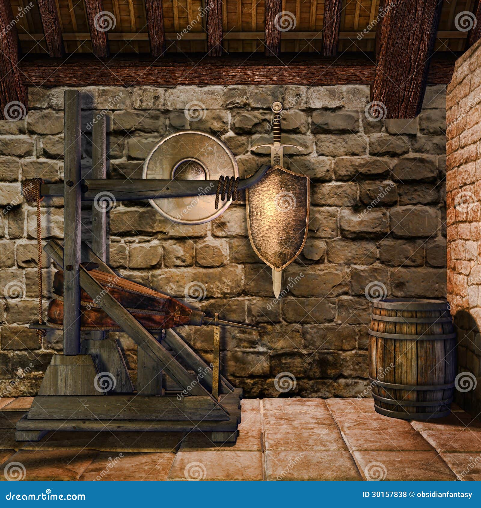 Medieval blacksmith s room stock illustration. Illustration of shield ...