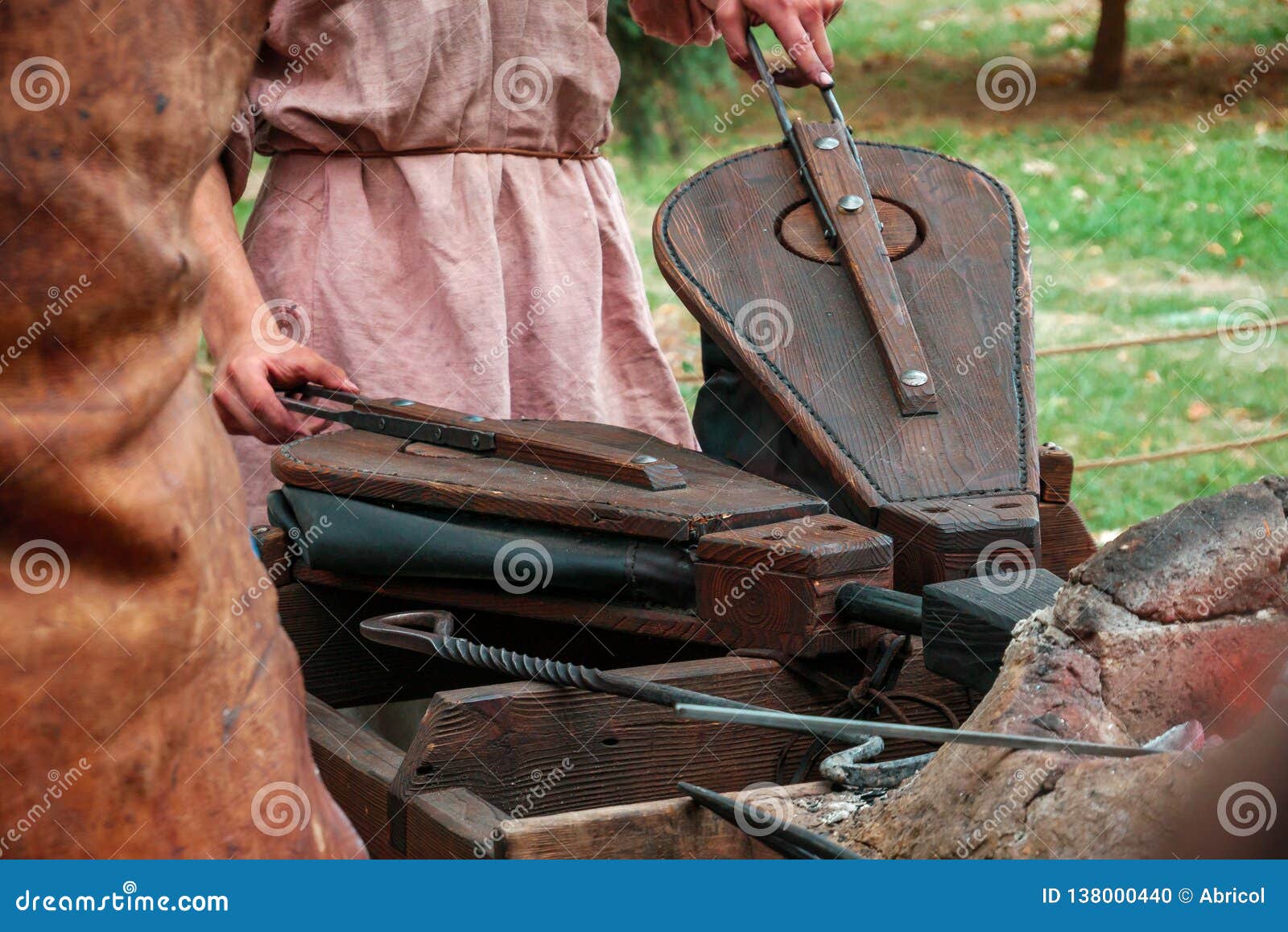 Medieval Blacksmith Forge With Furnace And Bellows Royalty-Free Stock ...