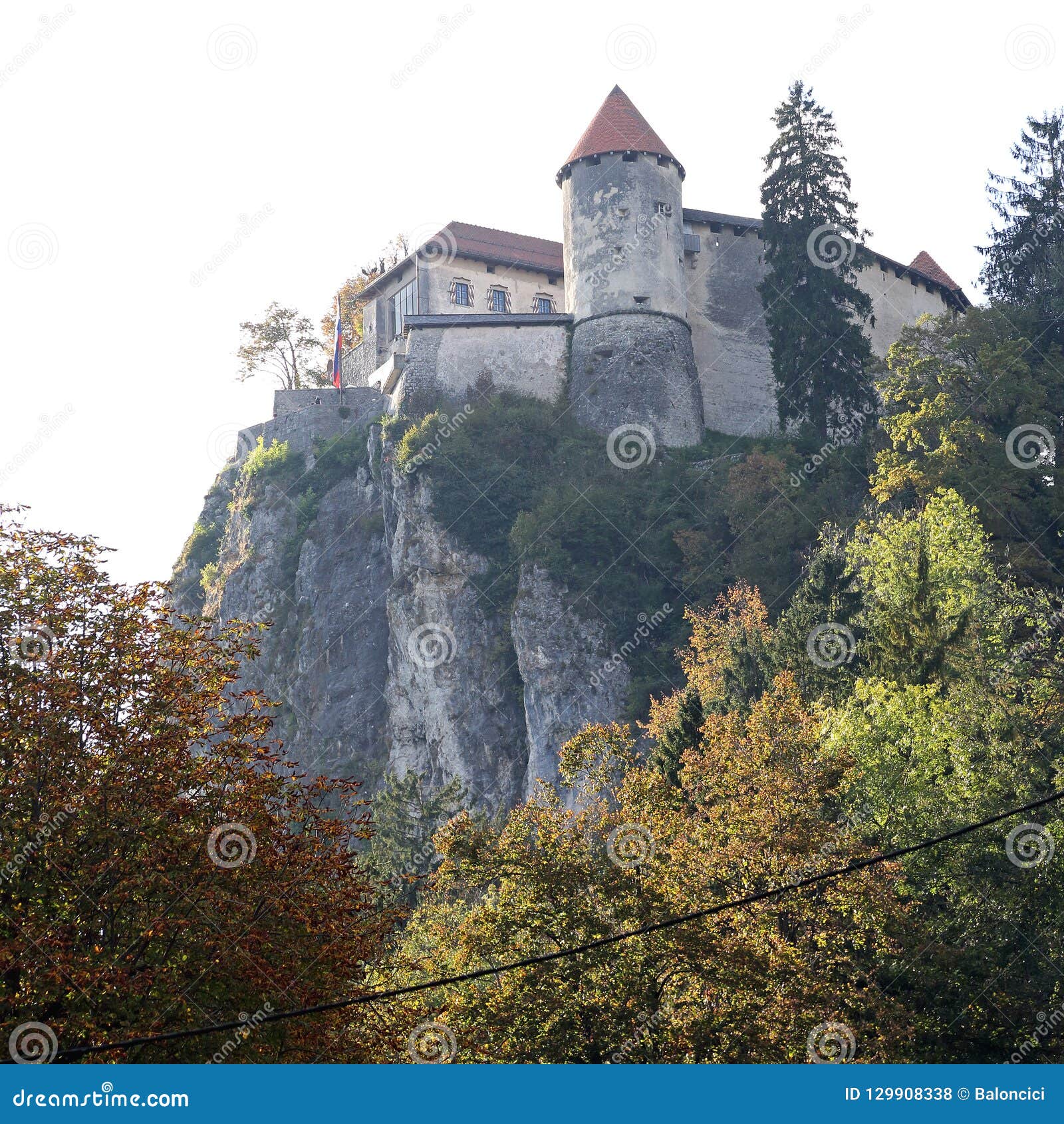 Bled Castle stock photo. Image of fort, hill, walls - 129908338