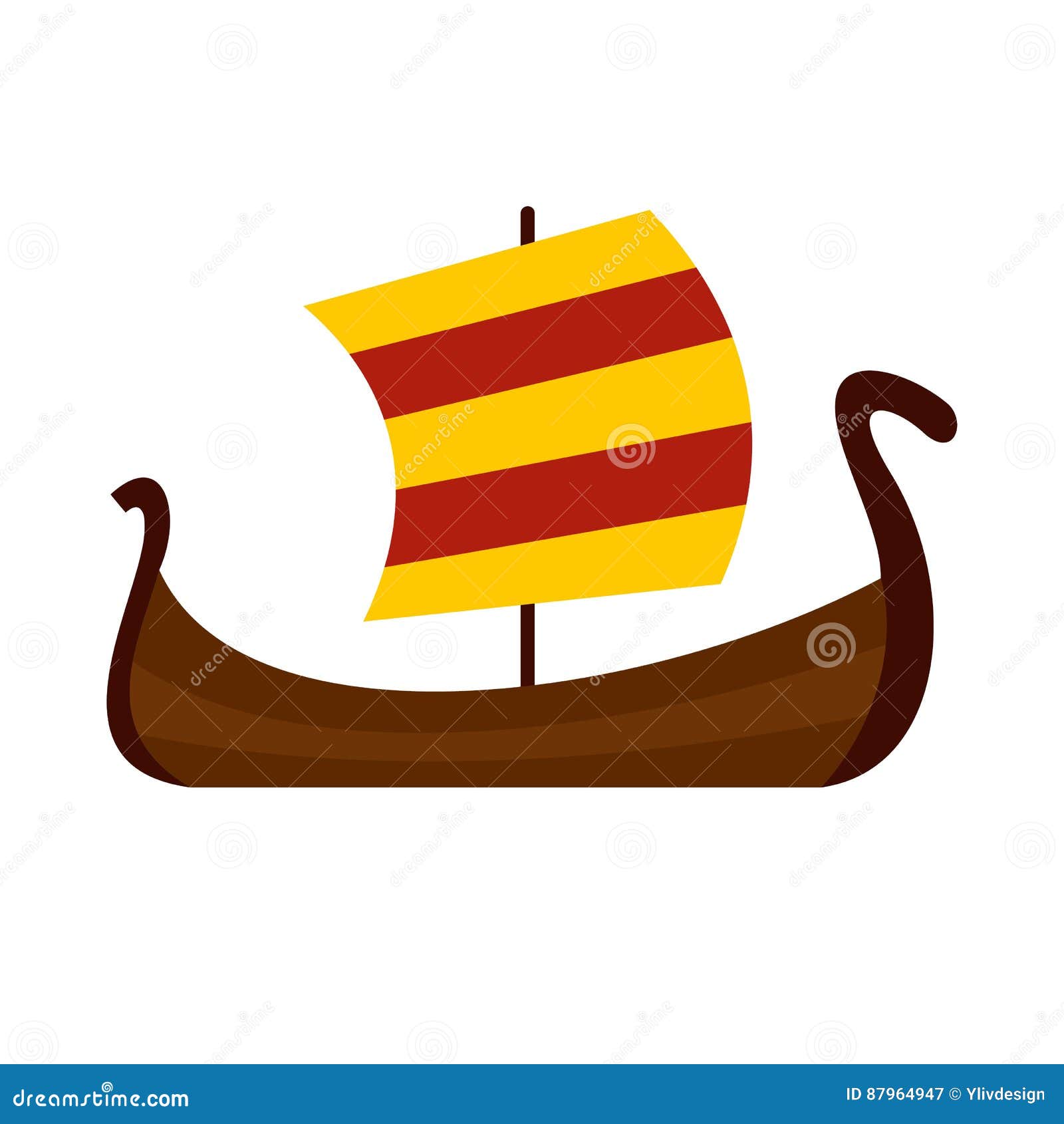 Medieval Boat Icon, Flat Style Stock Vector - Illustration of speed ...