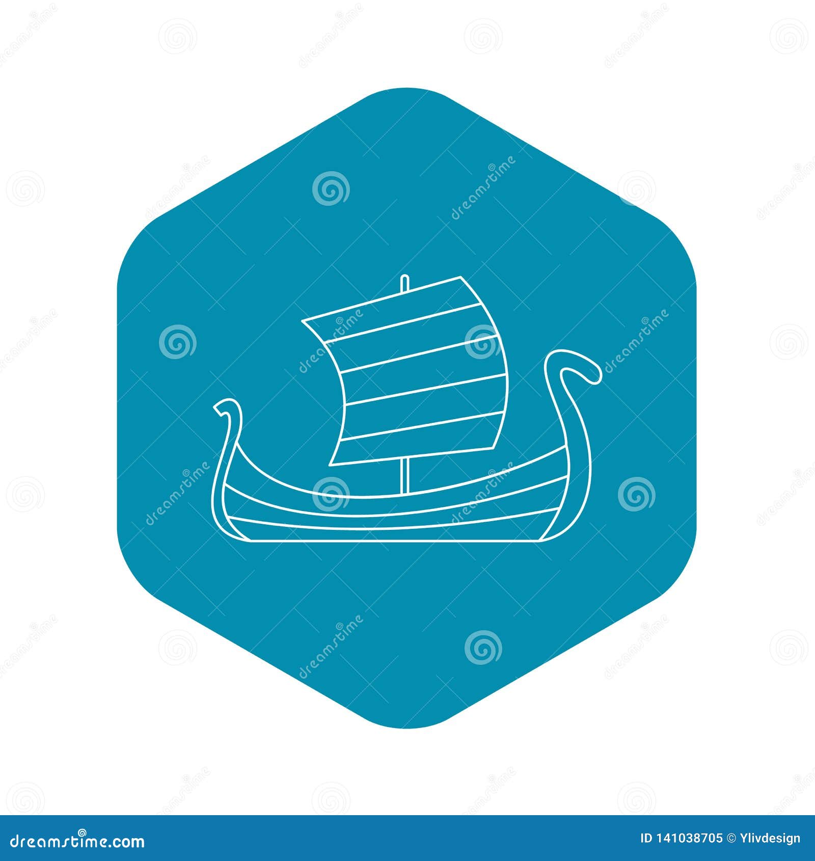 Medieval Boat Icon, Outline Style Stock Vector - Illustration of marine ...