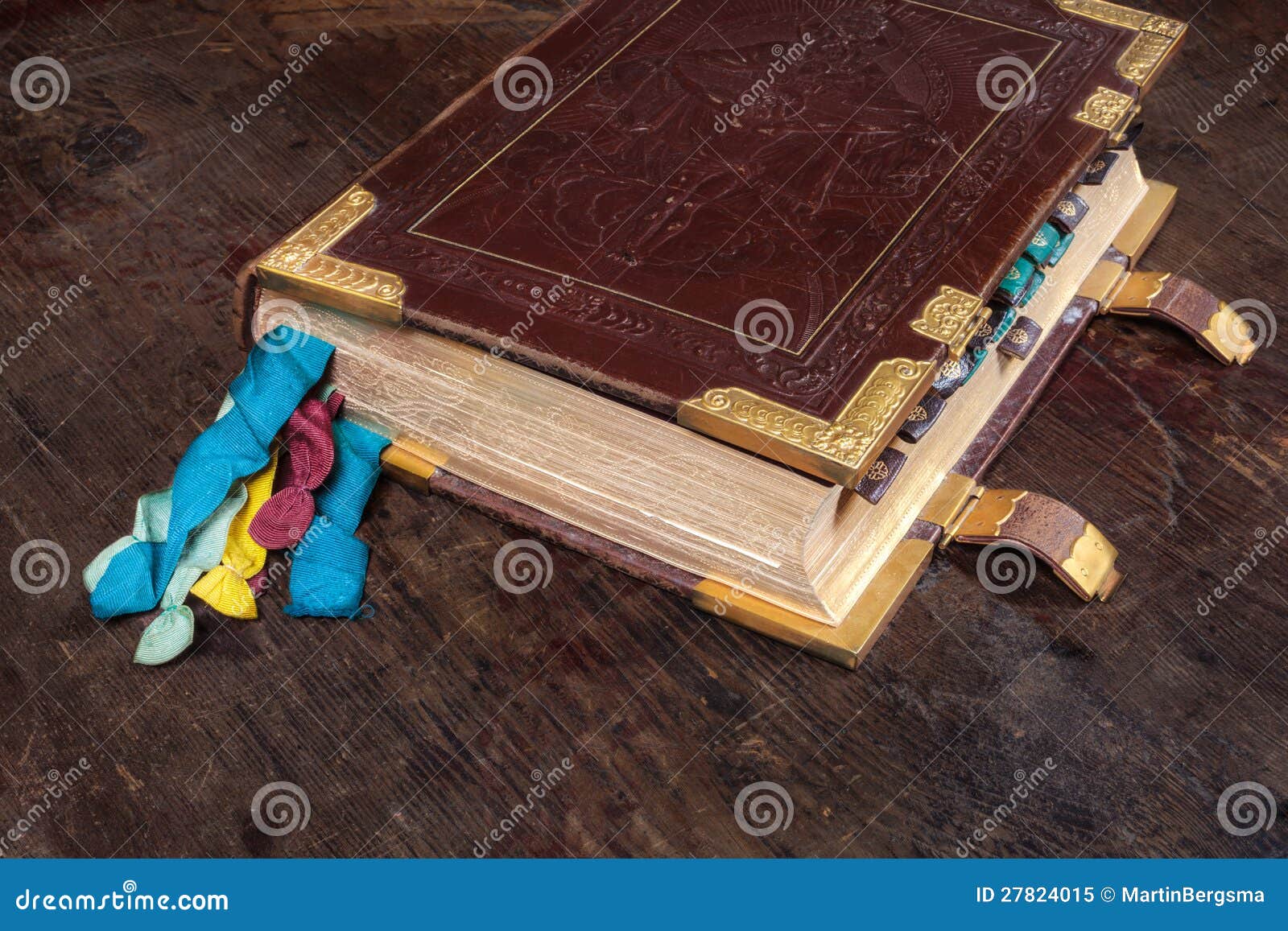 Medieval Book with Colorful Ribbons Stock Image - Image of antique ...