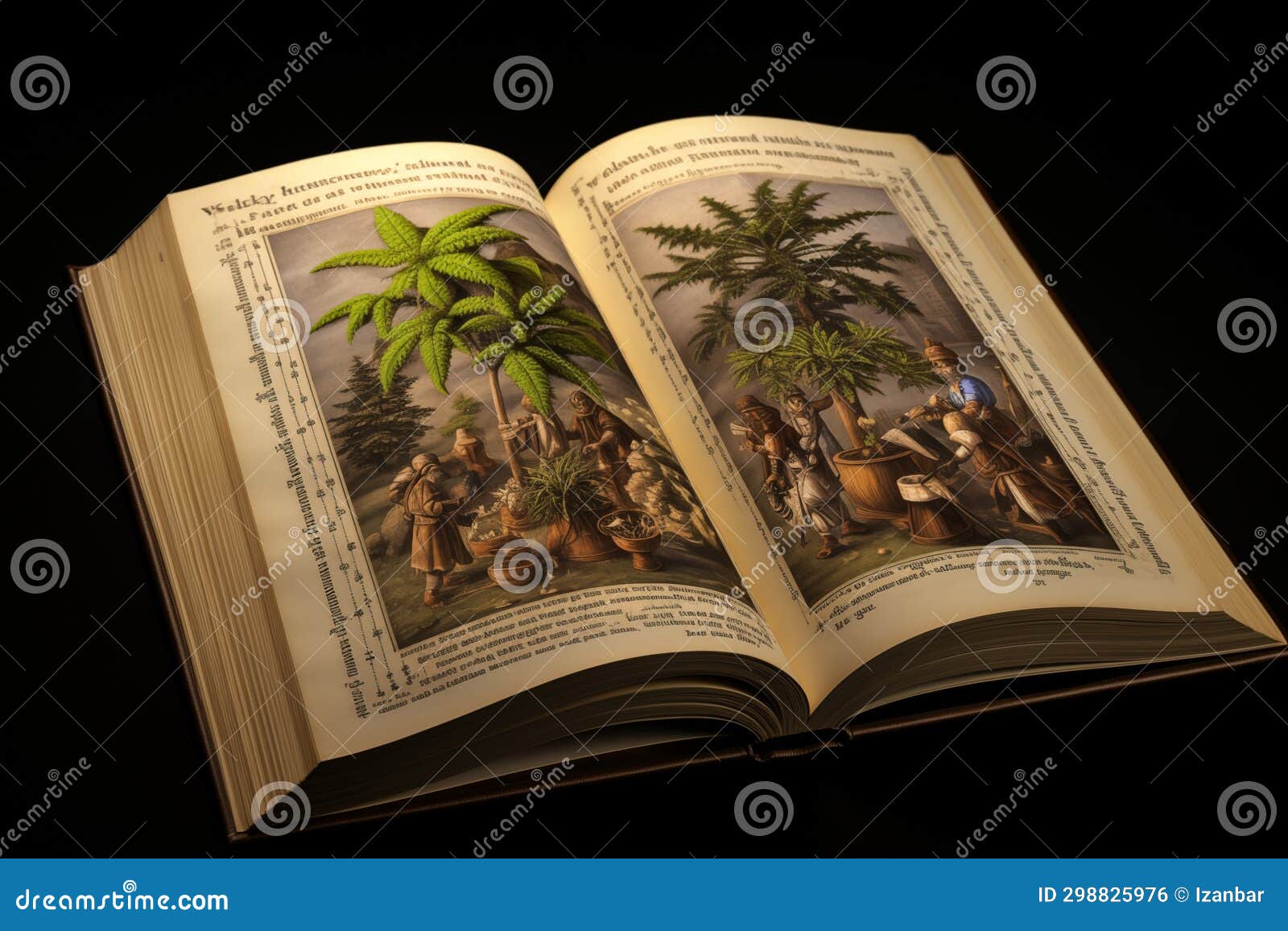 Medieval Book with Miniatures of Marijuana Ganja Leaves AI Generated ...
