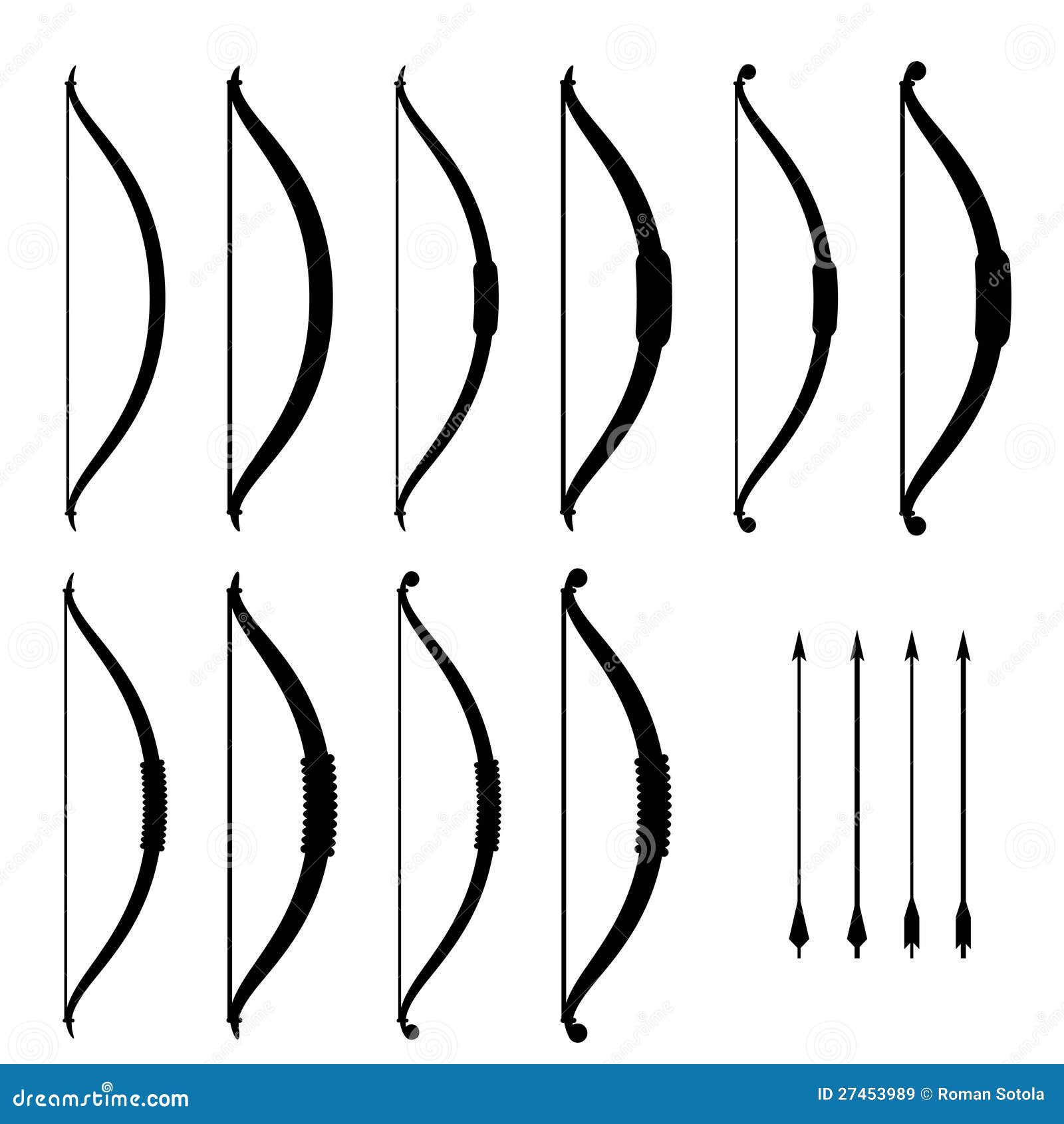 Medieval Bow Weapon Black Symbols Stock Vector - Illustration of object ...