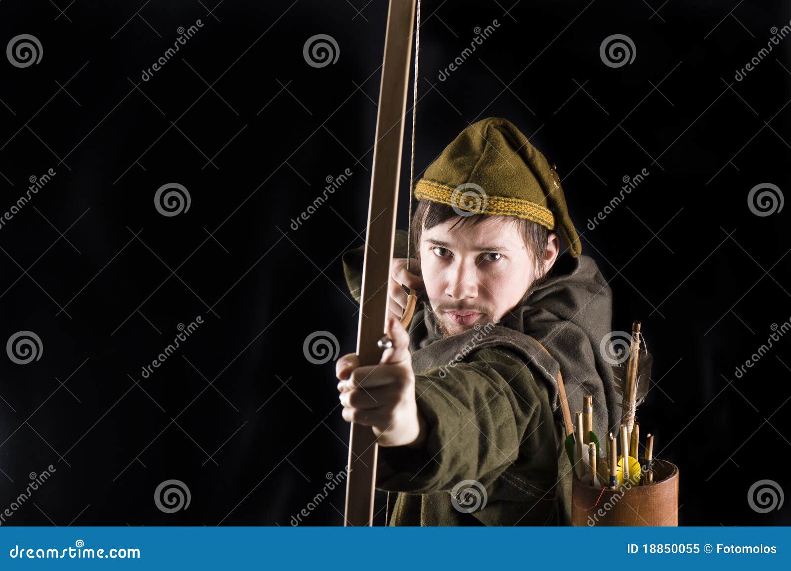 Medieval Bowman. Studio Shot Stock Image - Image of chane, dark: 18850055