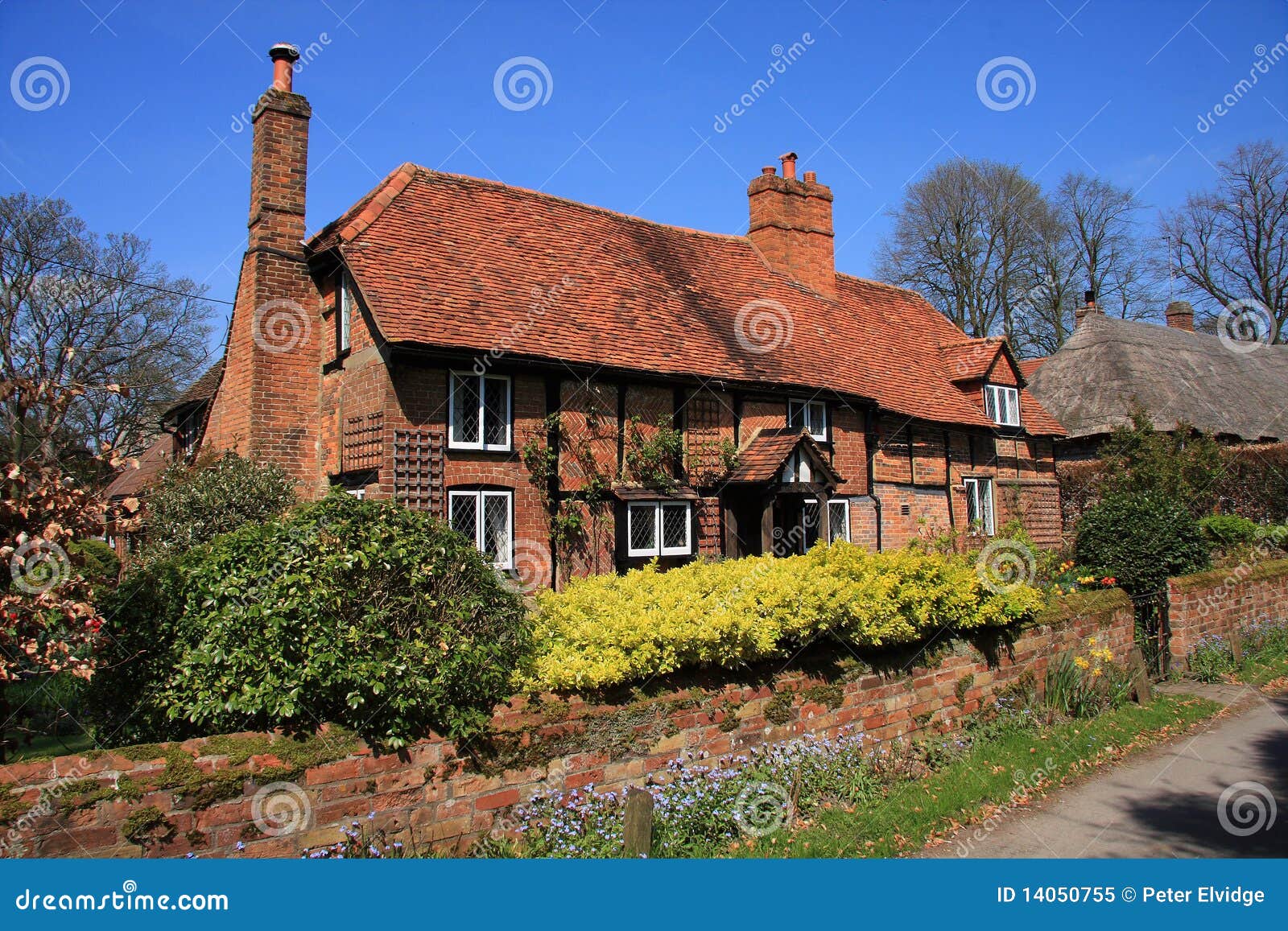 Medieval Brick and Timber Cottage Stock Image - Image of properties ...