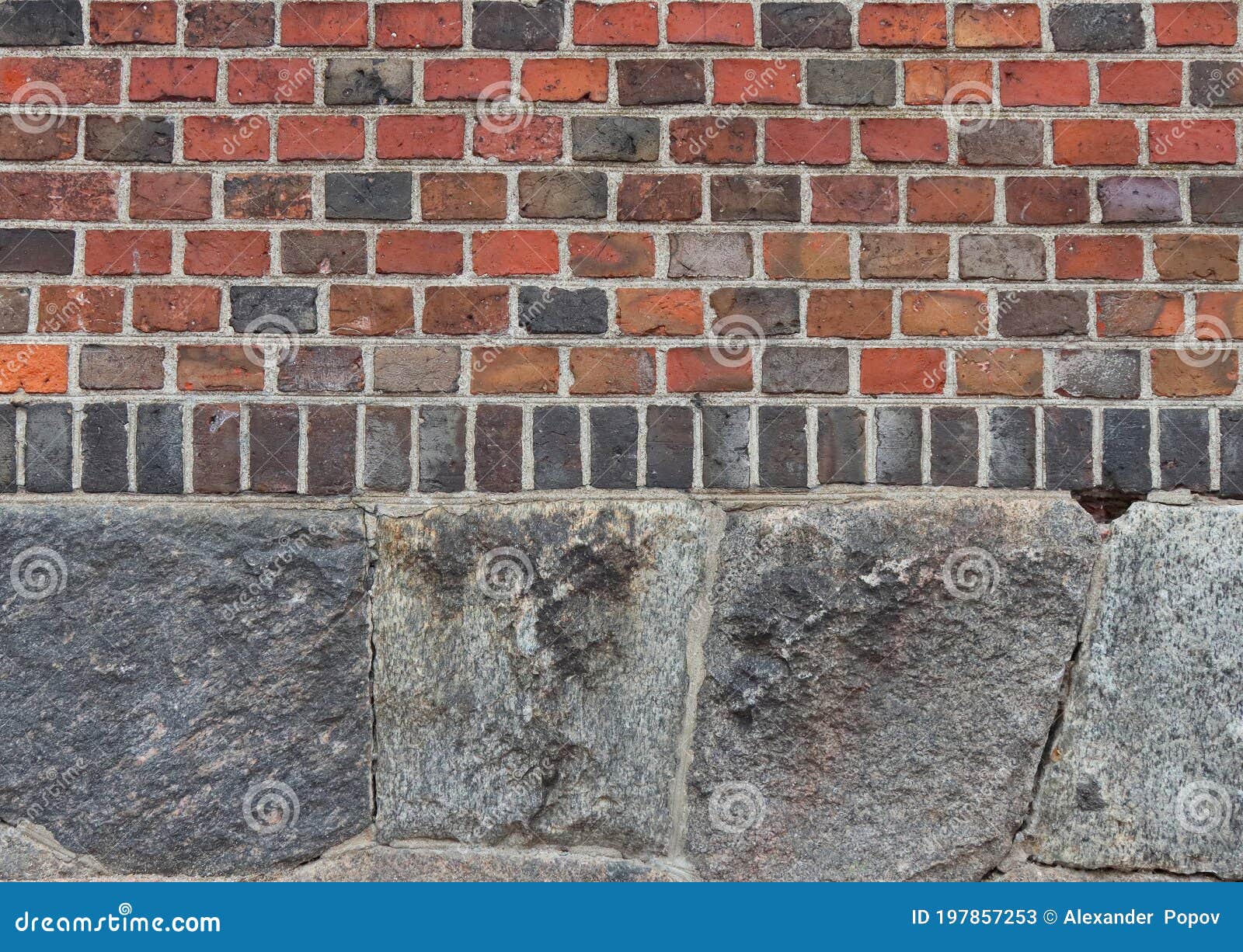 Medieval Brickwork on Stone Foundations Stock Image - Image of ...