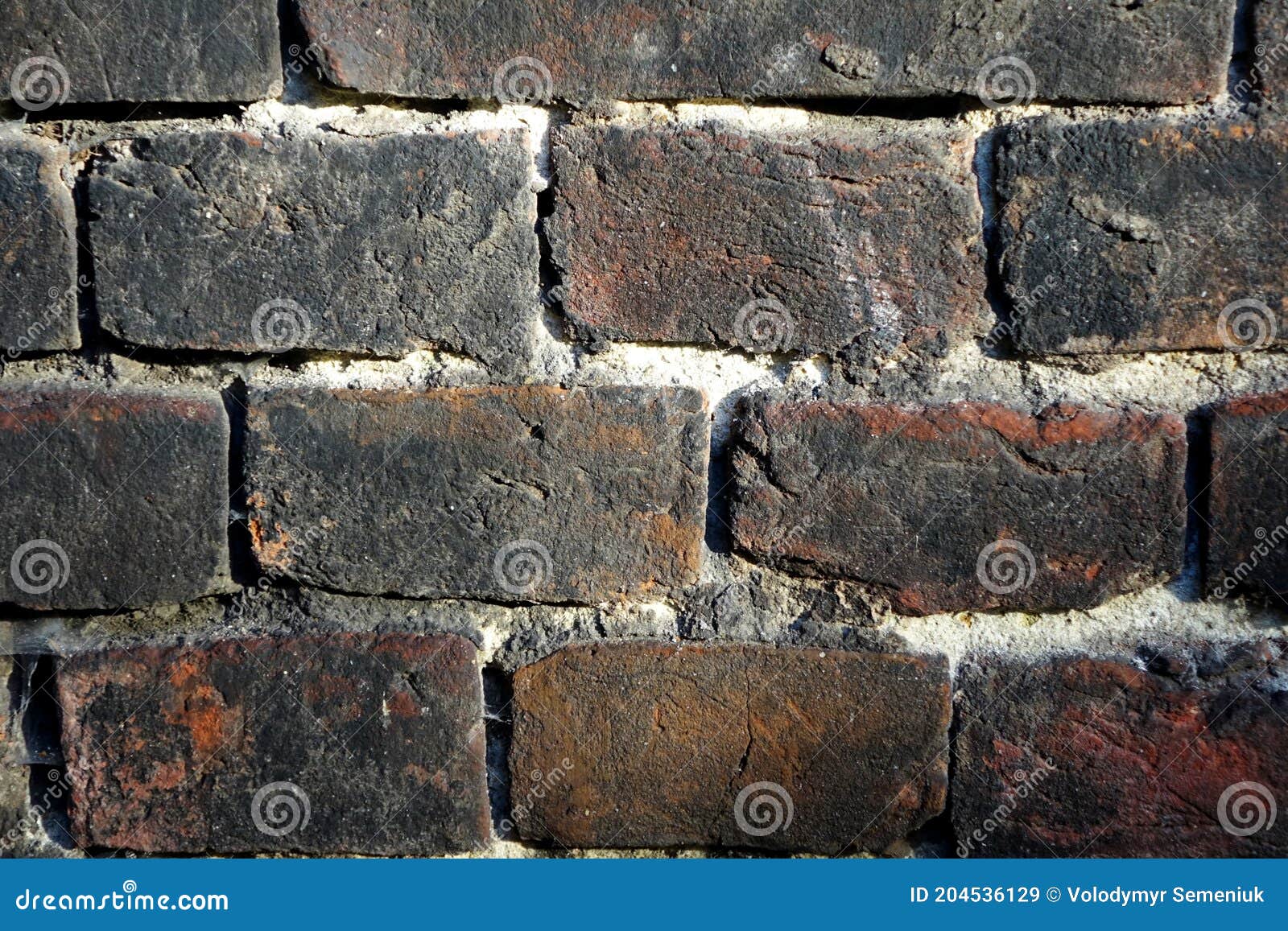 Medieval Brickwork Wall of Red Black Burnt Bricks Stock Image - Image ...
