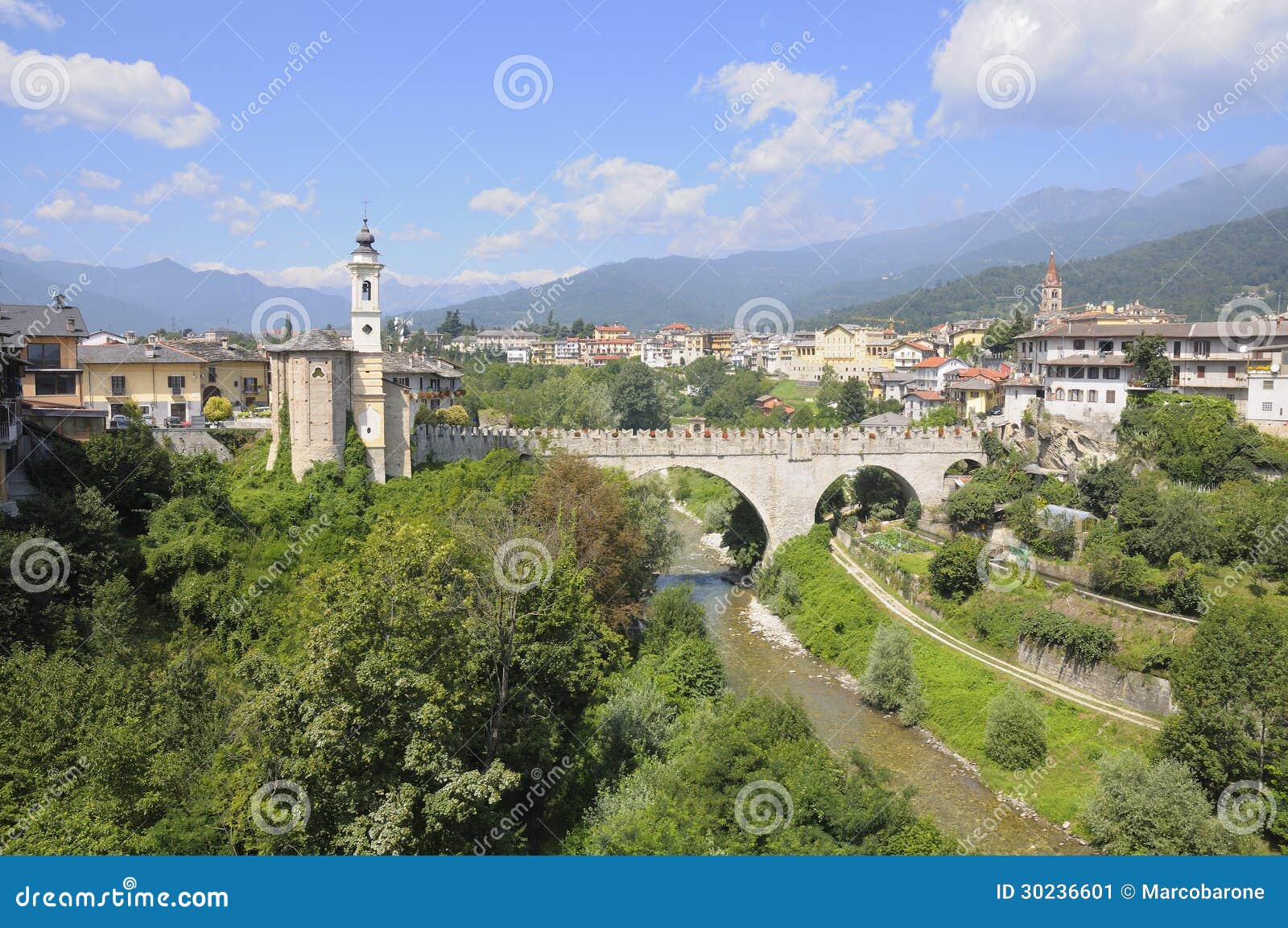 Medieval bridge stock image. Image of piedmont, architecture - 30236601
