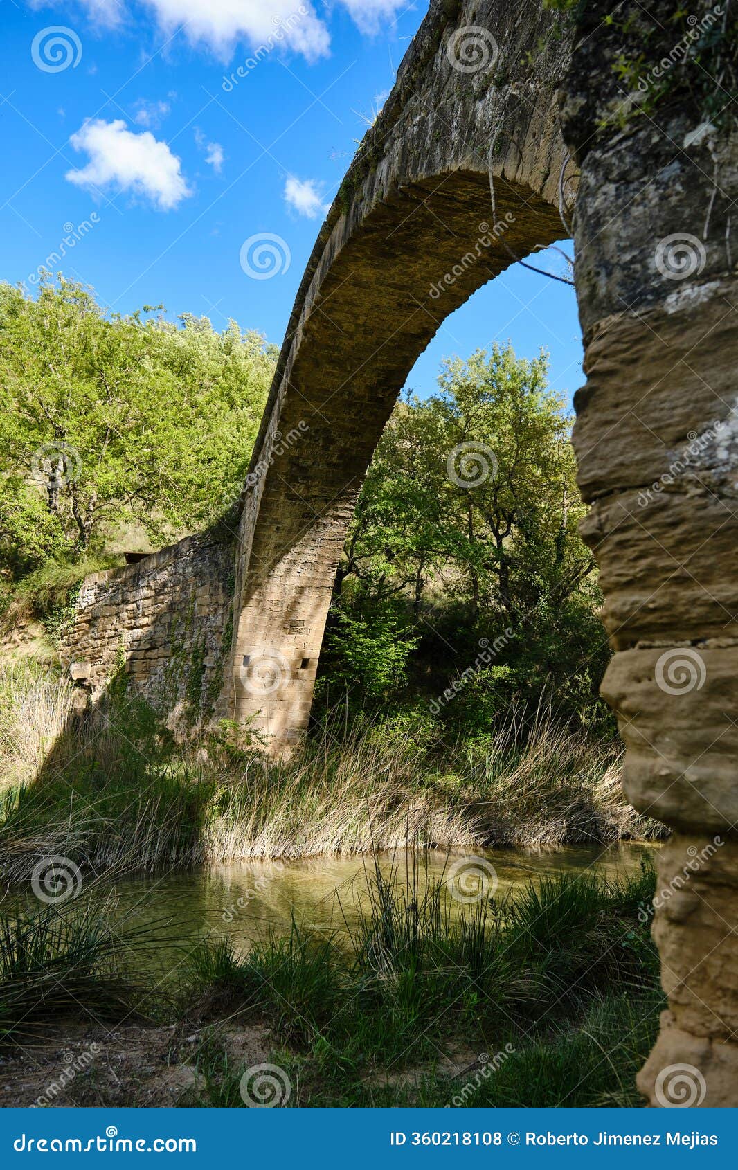Medieval Bridge of Albarda, Province of Huesca. Stock Photo - Image of ...
