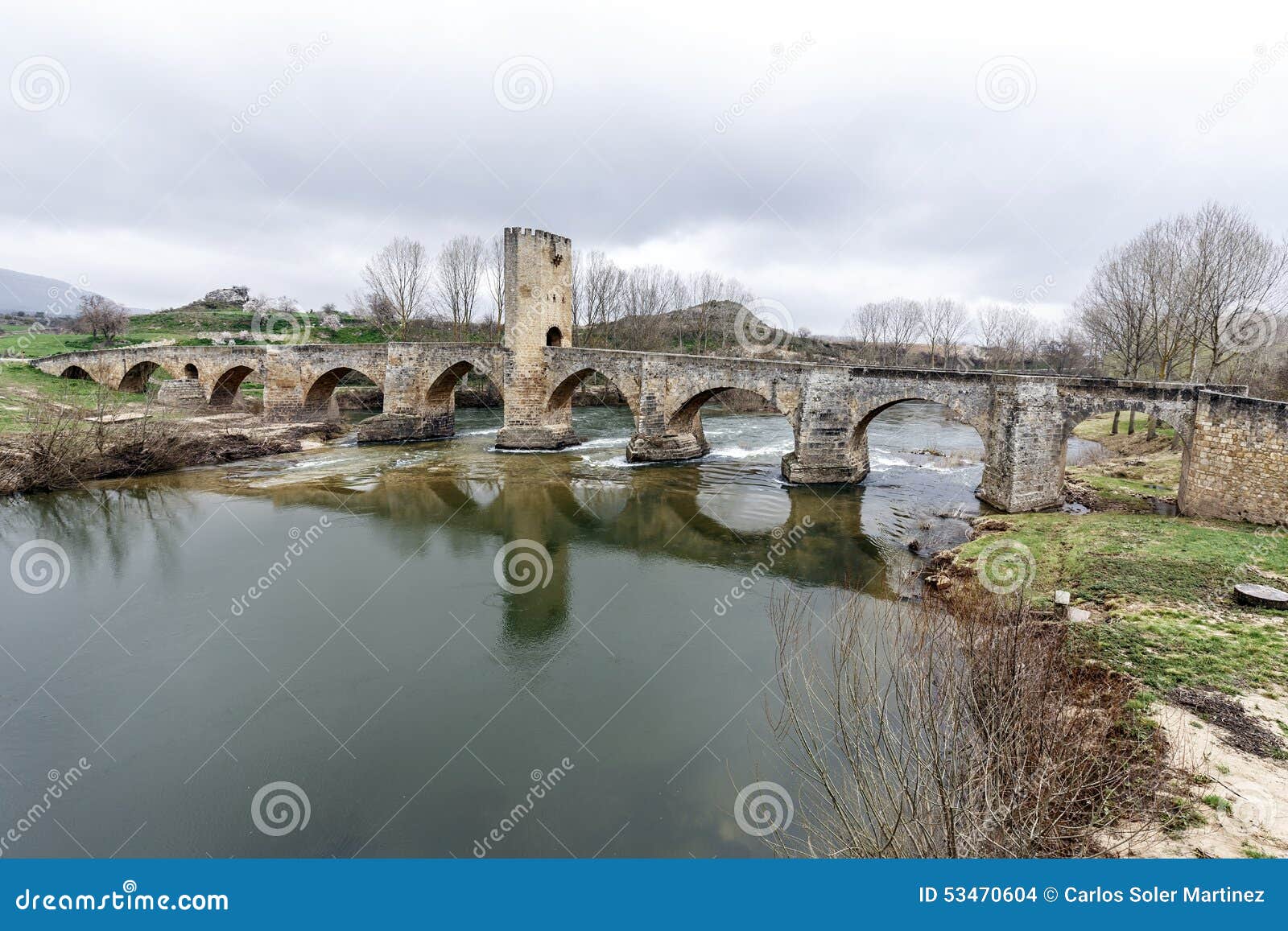 Medieval Bridge of Frias in Burgos Stock Photo - Image of ancient ...