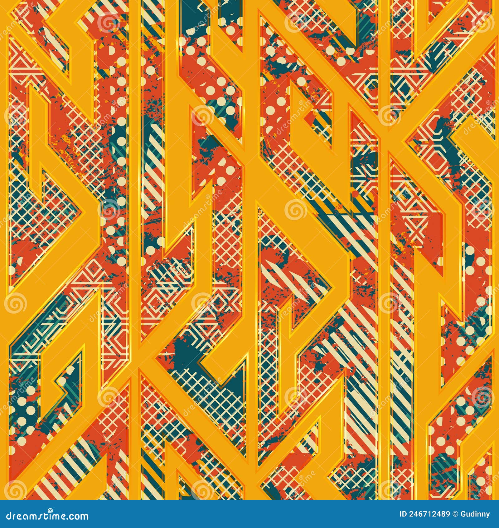 Medieval Bright Geometric Seamless Texture Stock Vector - Illustration ...