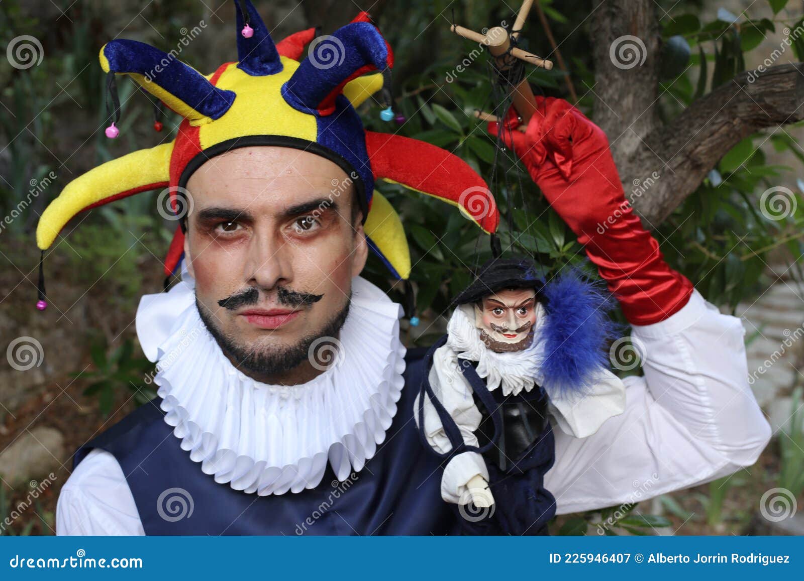 Medieval Buffoon with a Puppet Stock Image - Image of fashion, human ...