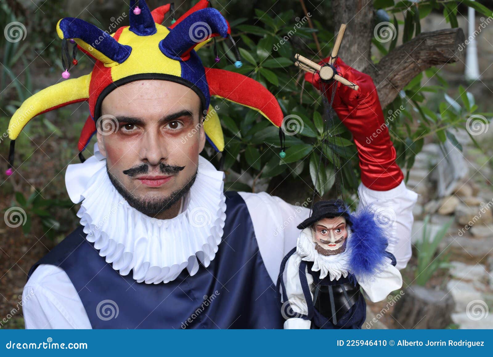 Medieval Buffoon with a Puppet Stock Photo - Image of comedian ...