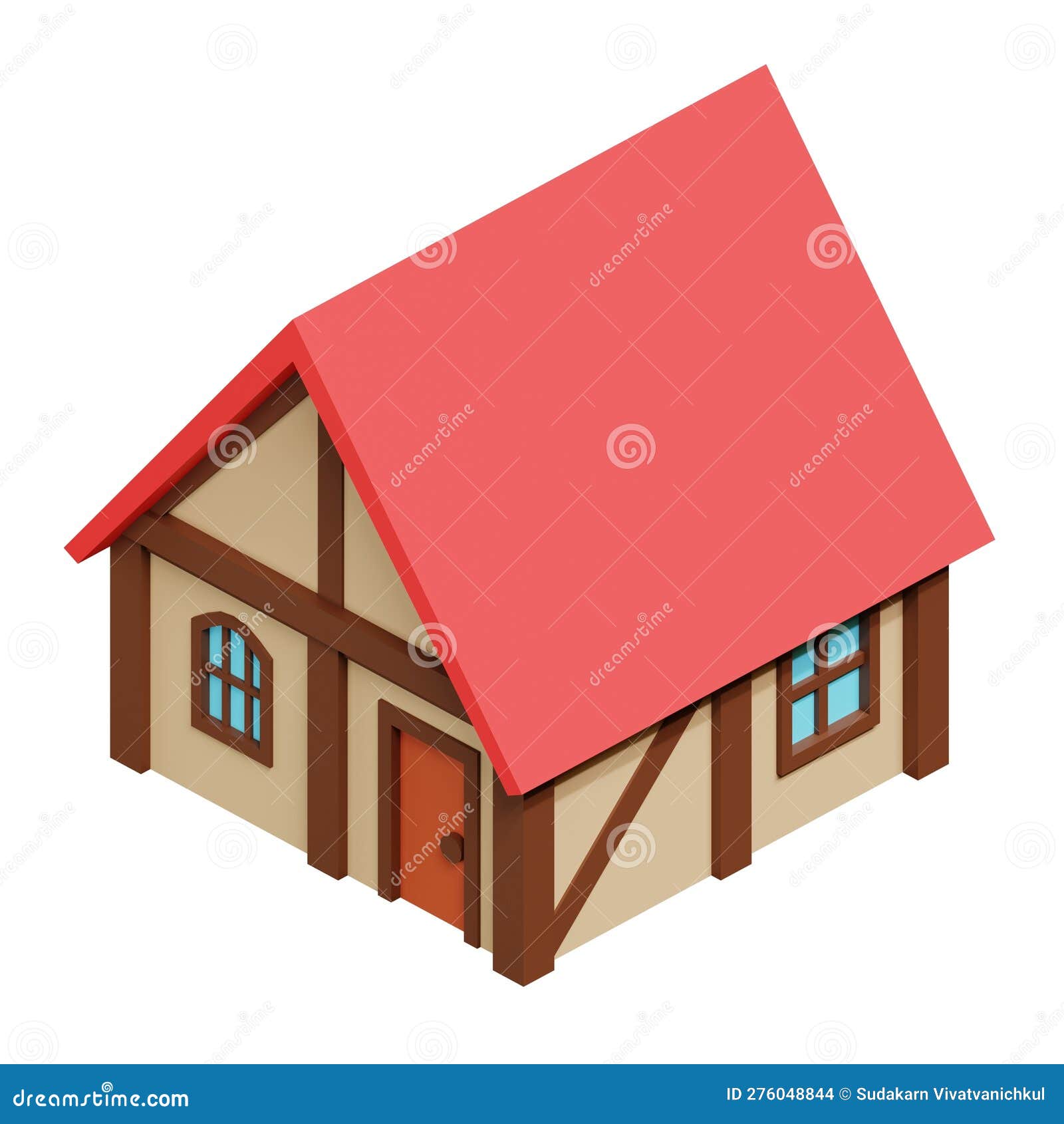 Medieval Building Isometric. 3d Rendering. Stock Photo - Illustration ...
