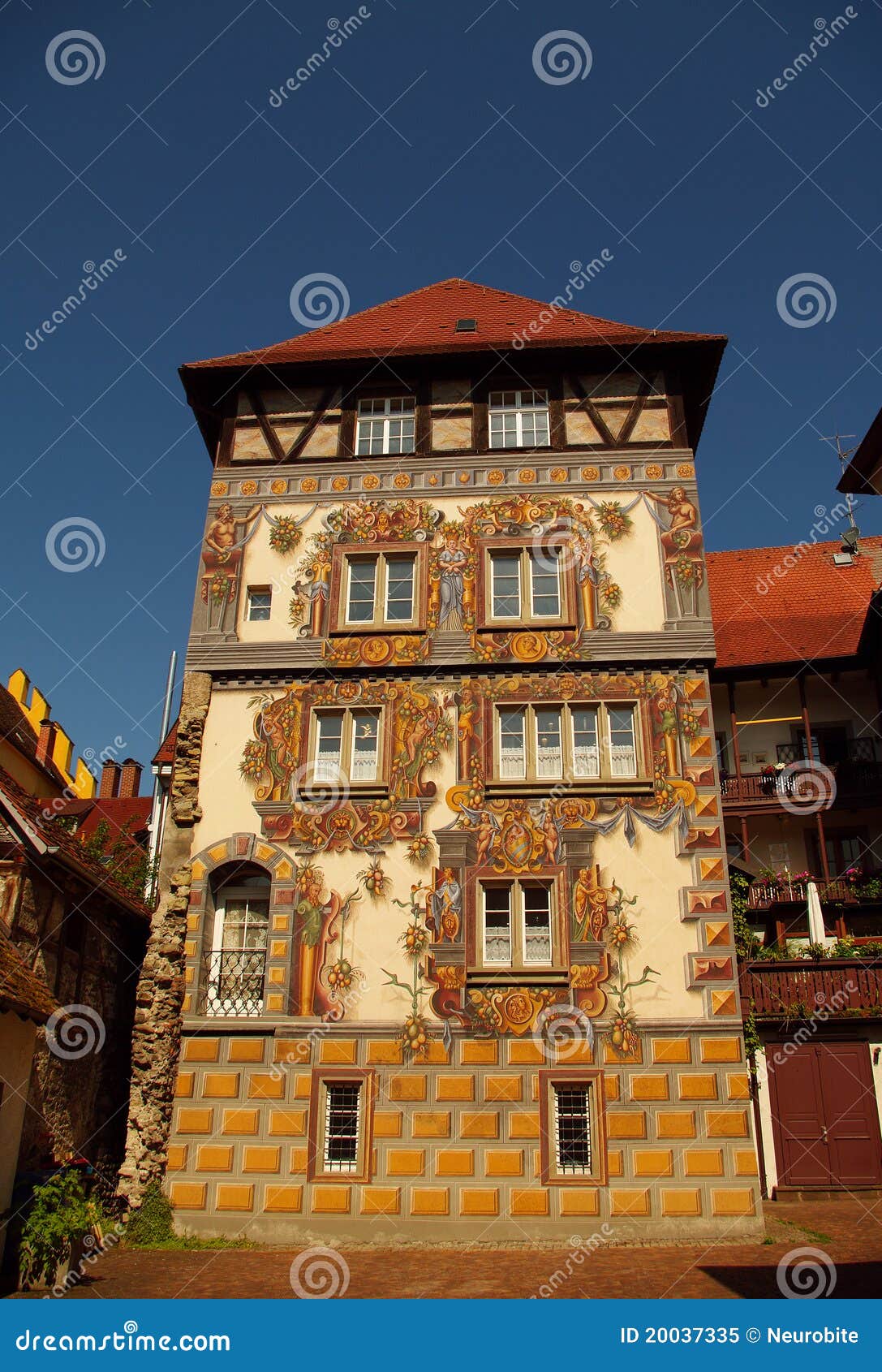 Medieval Building with Painted Facade in Konstanz Stock Image - Image ...