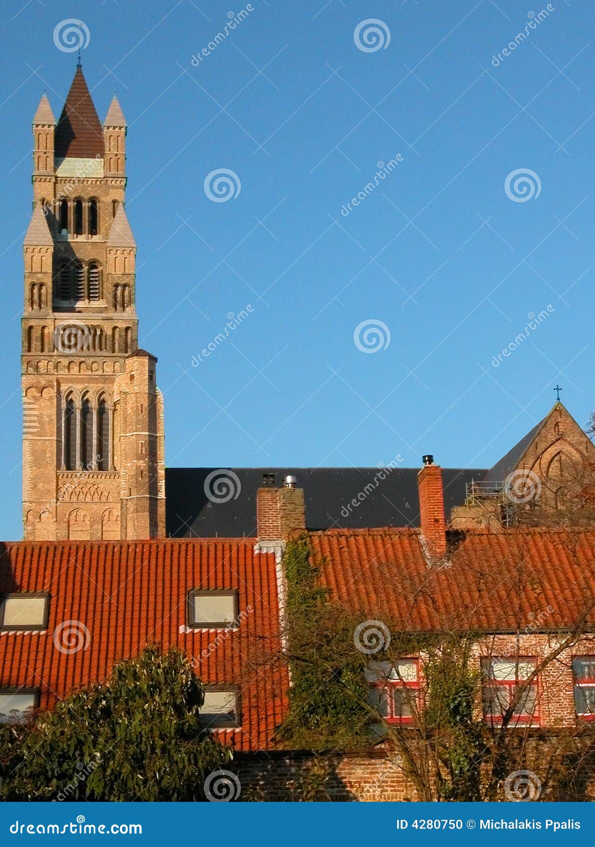 Medieval Buildings And The Clock Tower Of Martinikerk St Martin Church ...