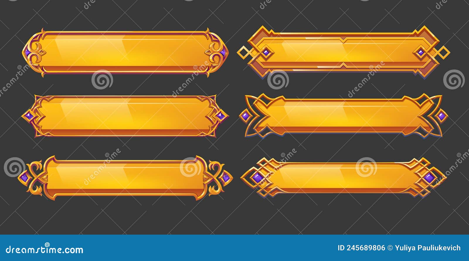 Medieval Buttons, Game Menu Elements, Gold Banners Stock Vector ... Medieval Buttons, Game Menu Elements, Gold Banners Stock Vector ...